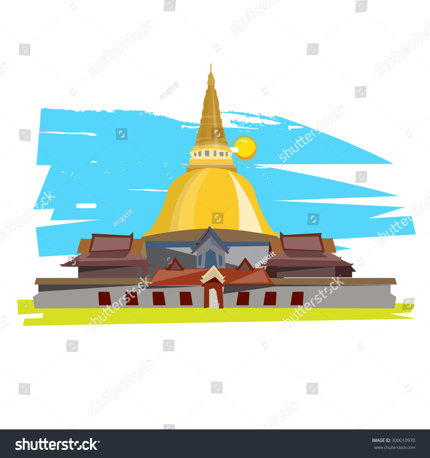 Thai Temple Vector Illustration Stock Vector (Royalty Free) 300010970