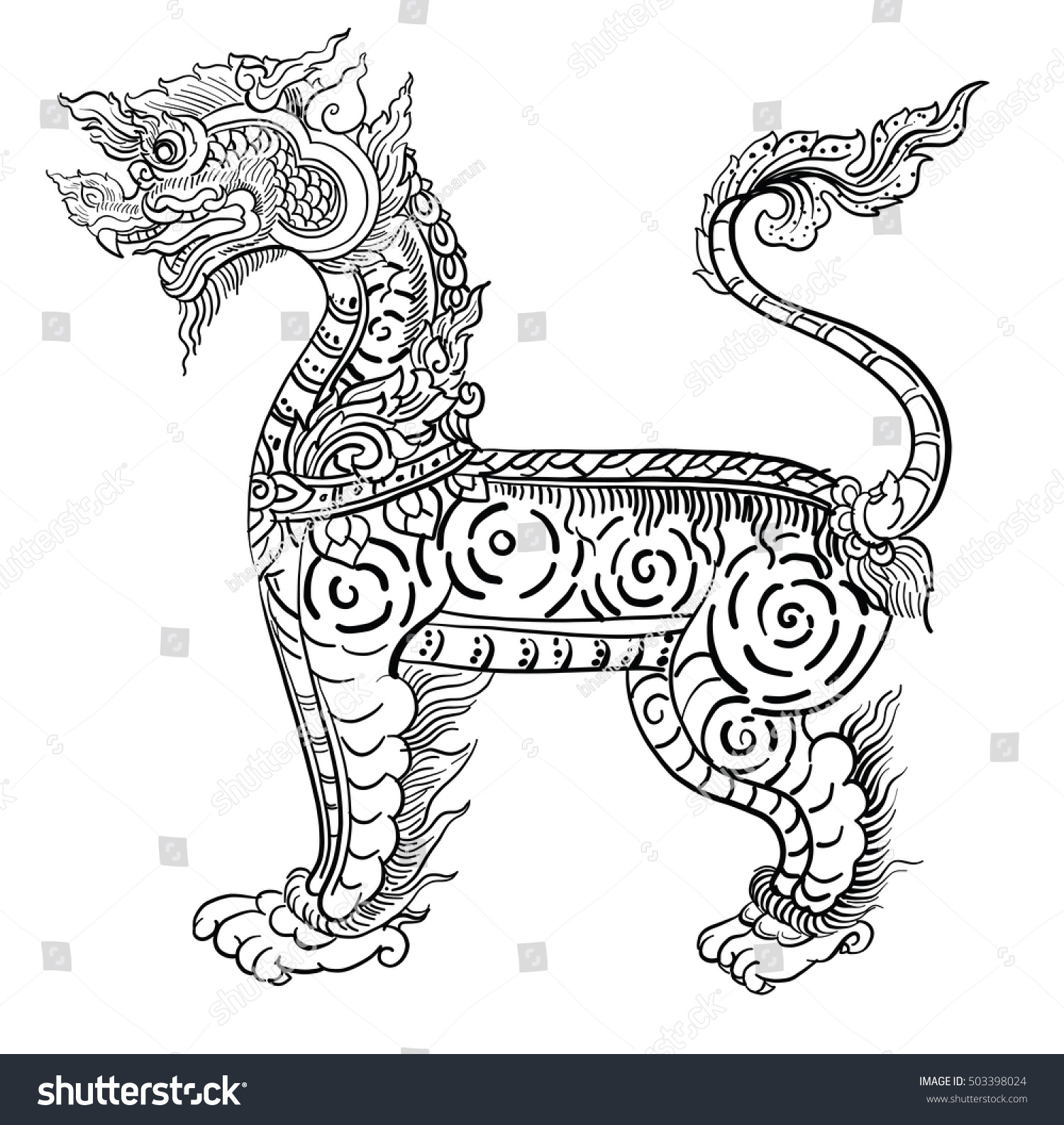 Thai Tradition Drawing Vector Stock Vector (Royalty Free) 503398024 ...