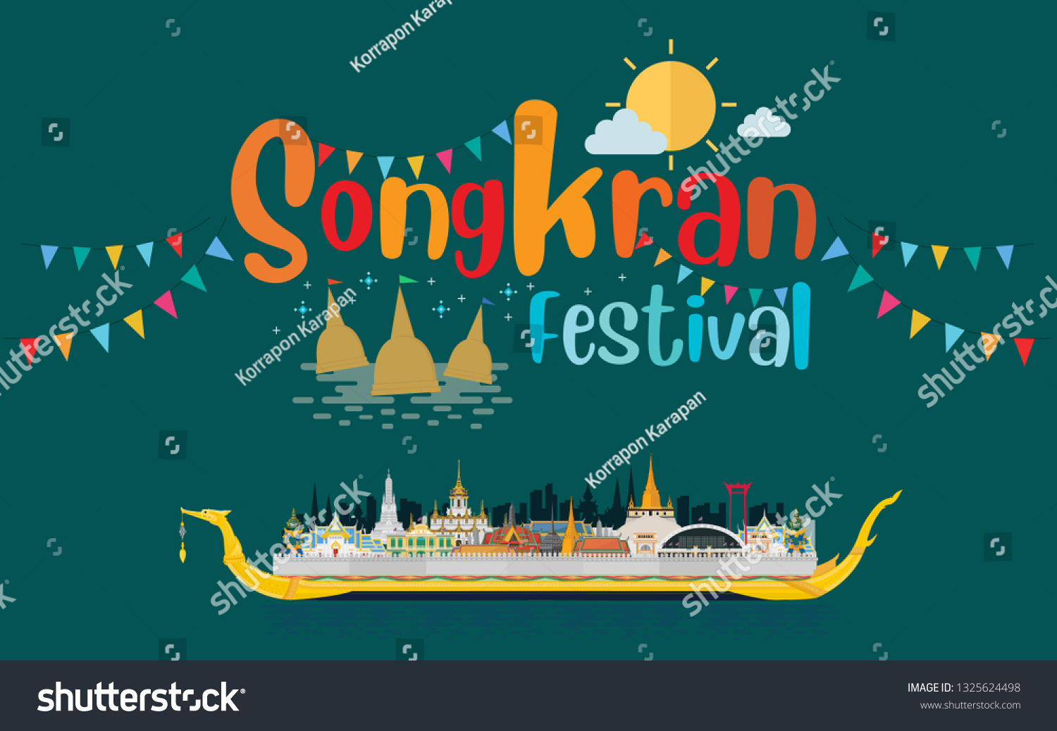 Thai Traditional New Year Songkran Festival: เวกเตอร์สต็อก (ปลอดค่า ...