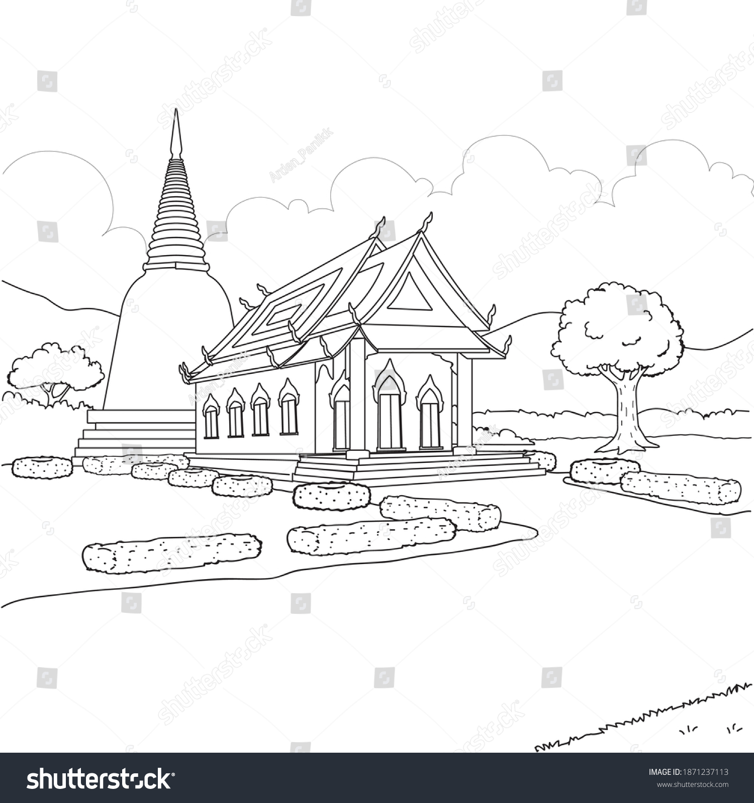 Thailand Architecture Thai Art Temple Stock Vector (Royalty Free ...