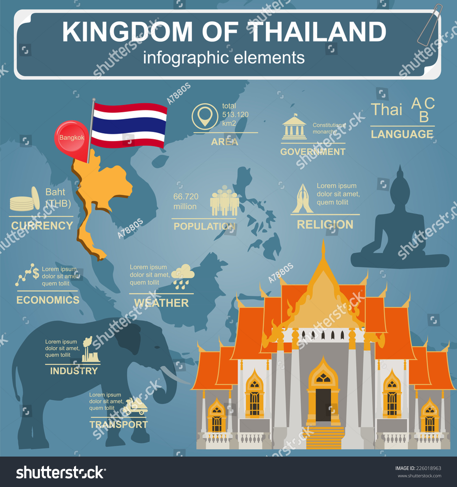 Thailand Infographics Statistical Data Sights Vector Stock Vector ...