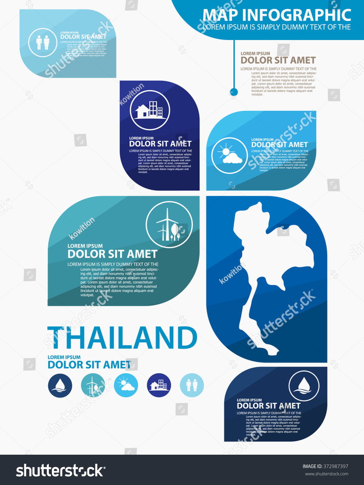 Thailand Map Infographic Stock Vector (Royalty Free) 372987397 ...