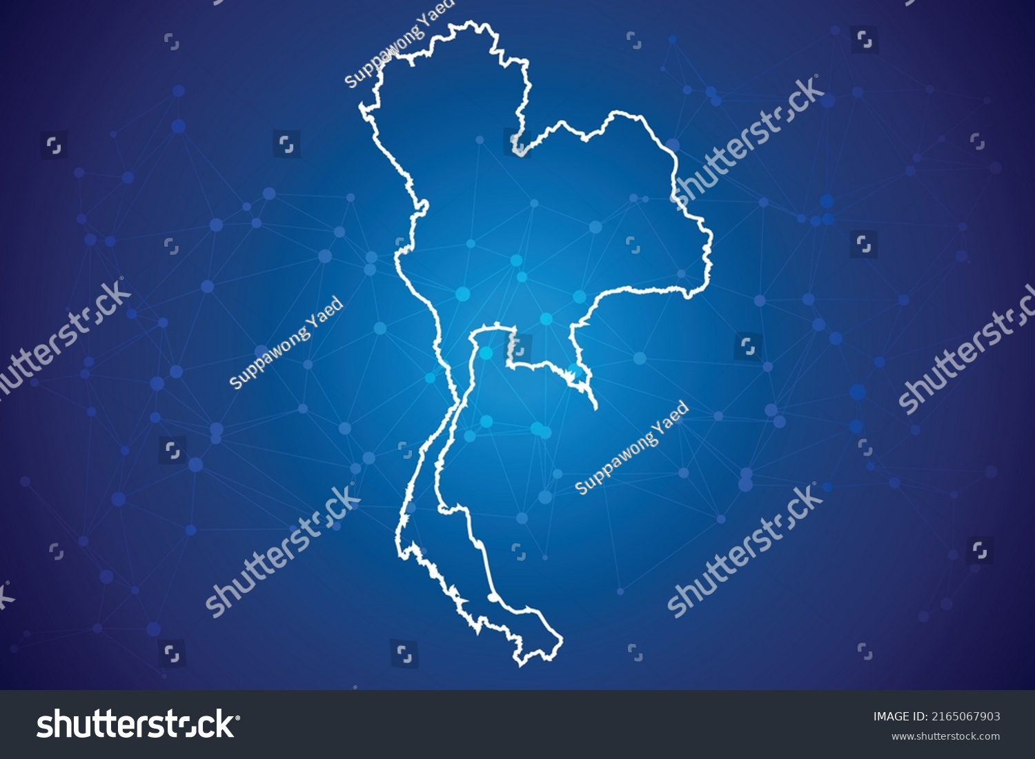 Thailand Map Technology Network Connection Background Stock Vector ...