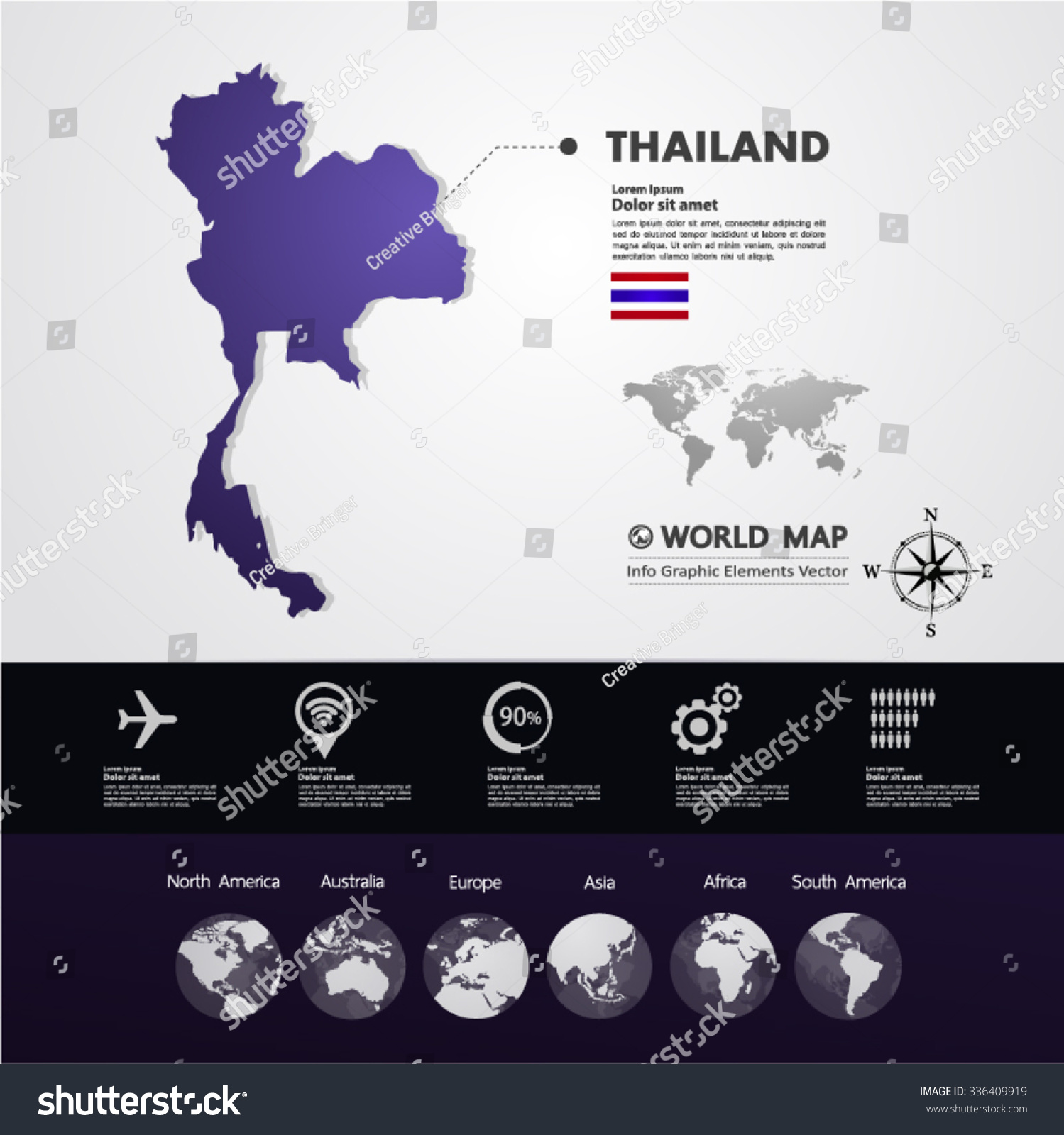 Thailand Map Vector Illustration Stock Vector (Royalty Free) 336409919
