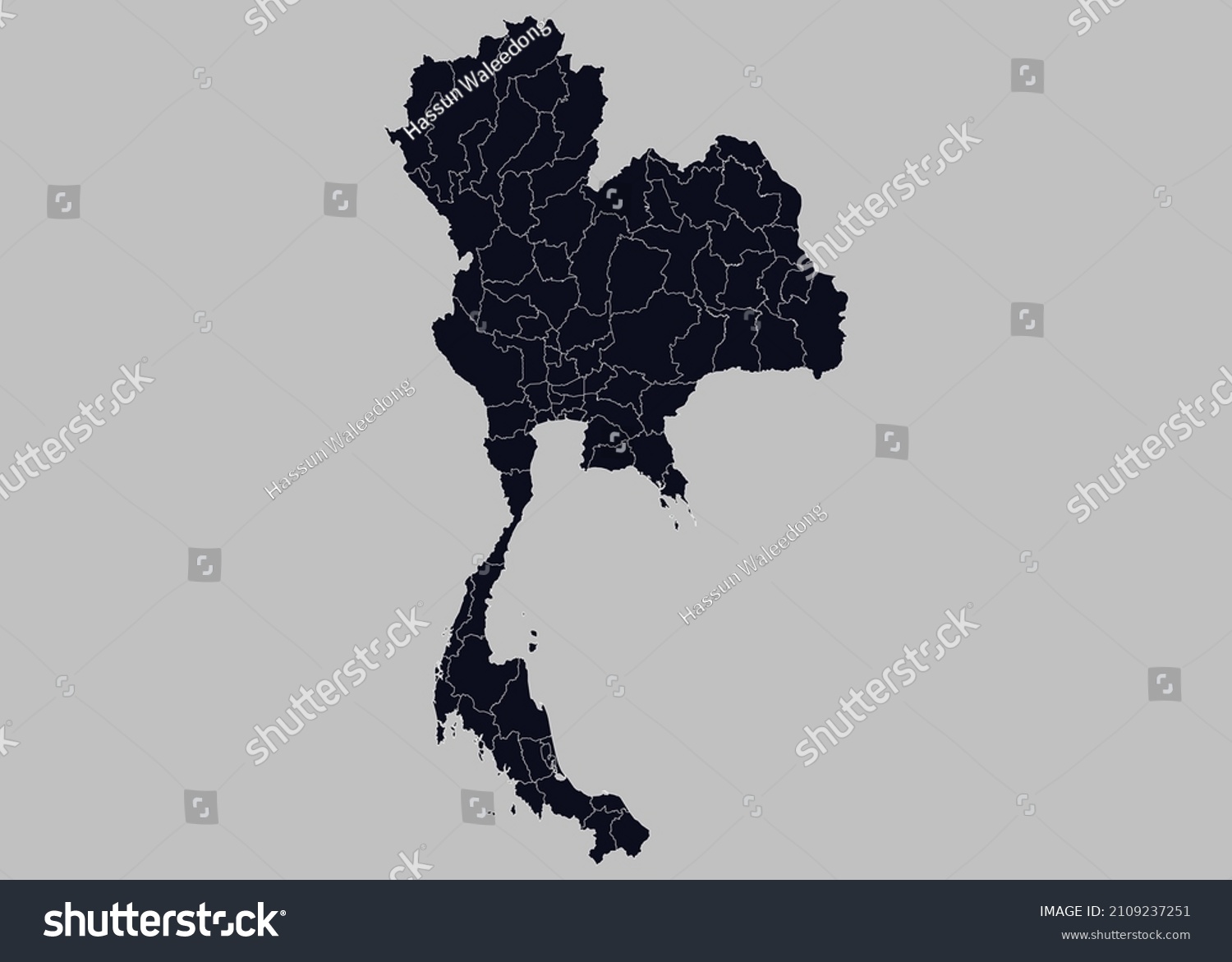 Thailand Map Vector Isolated On Gray Stock Vector (Royalty Free ...