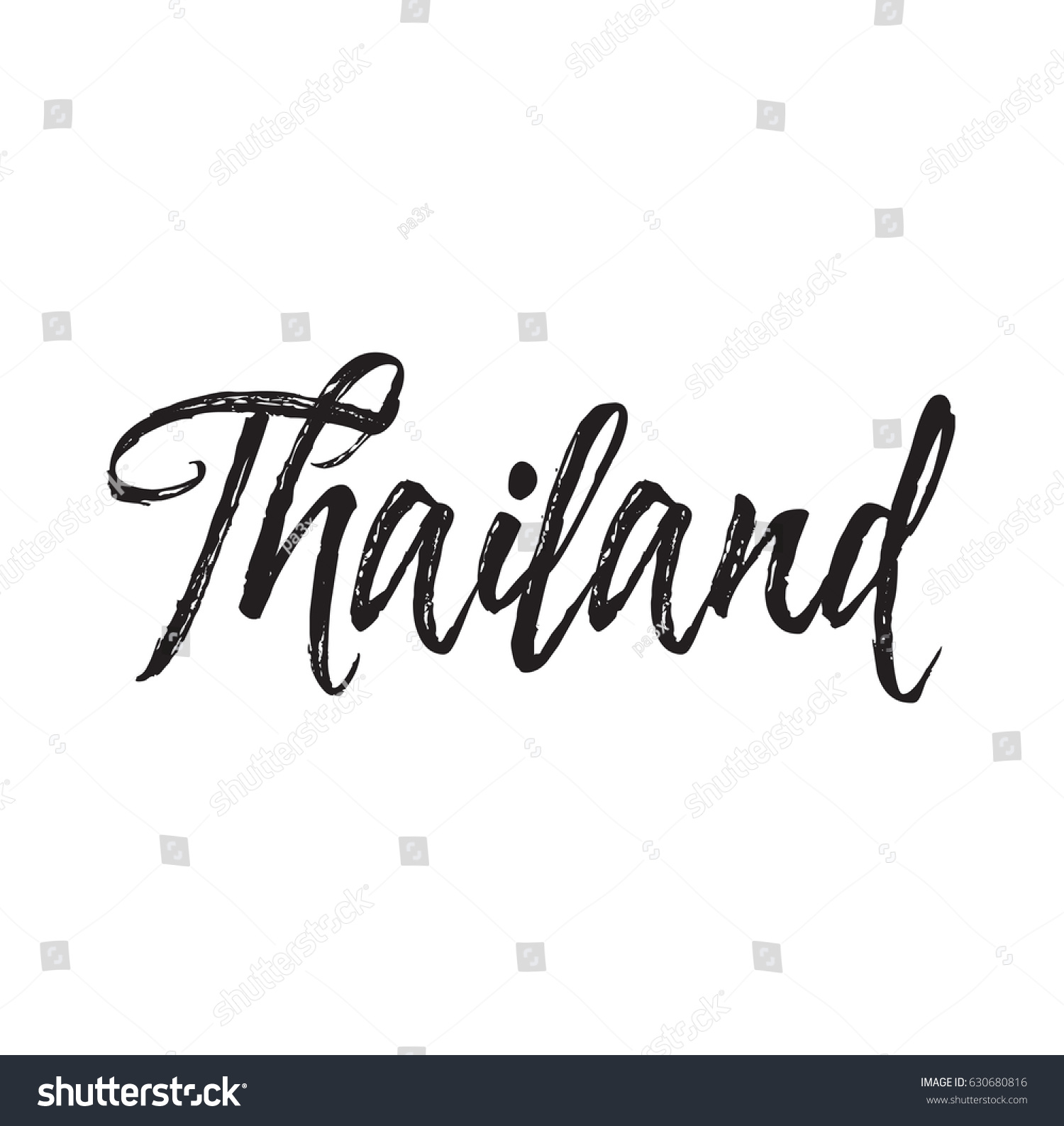 Thailand Text Design Vector Calligraphy Typography: vector de stock ...