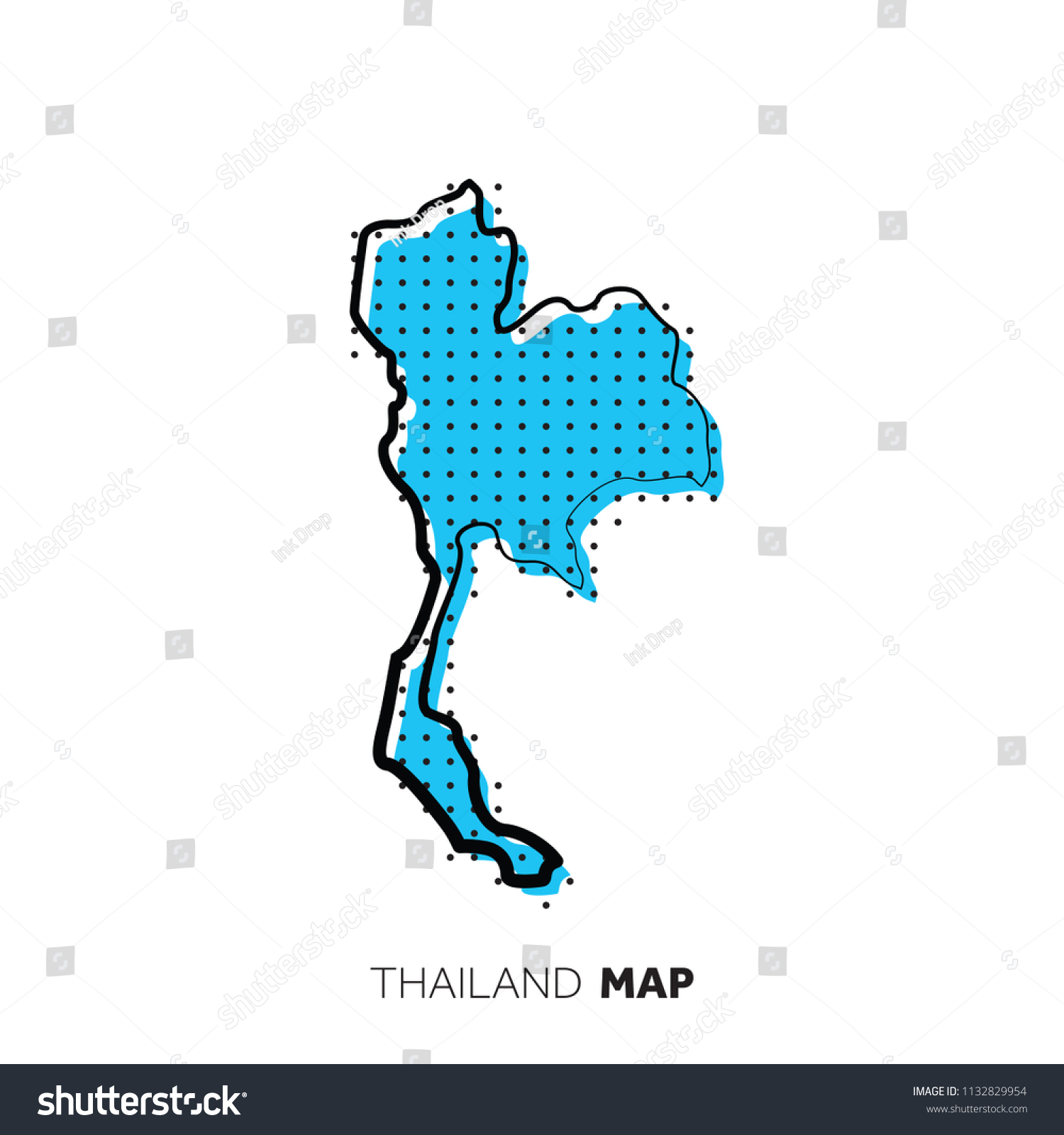 Thailand Vector Country Map Map Outline Stock Vector (Royalty Free ...