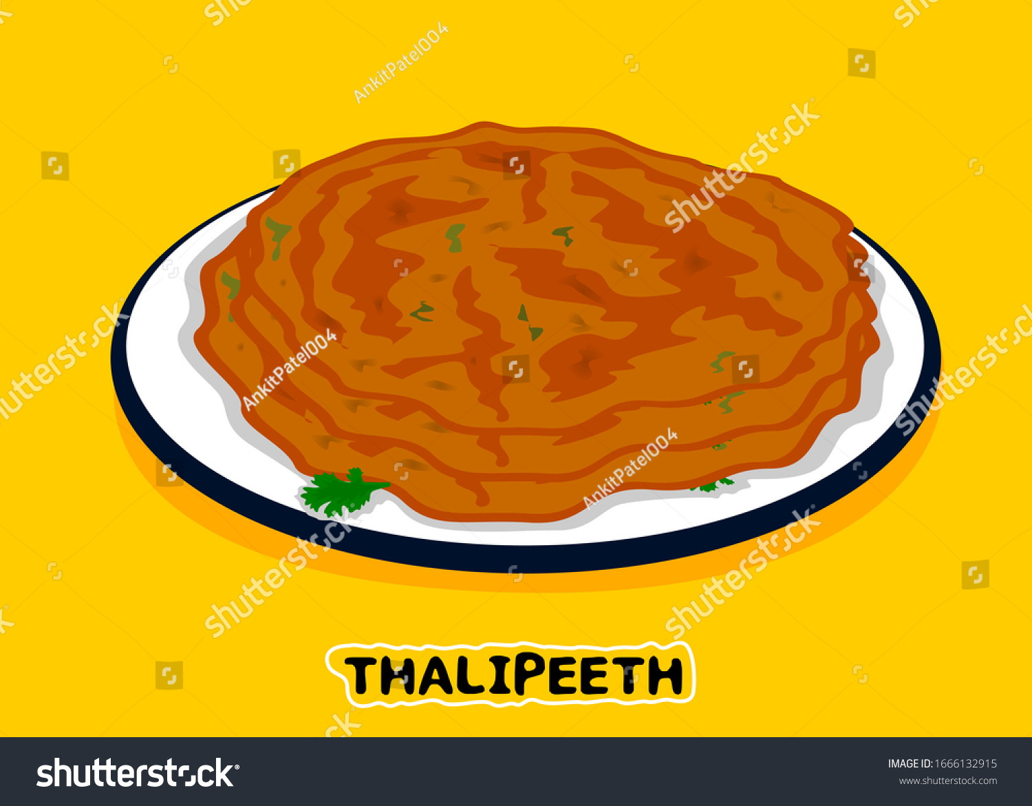 Thalipeeth Roti Indian Chapati Bread Vector Stock Vector (Royalty Free ...