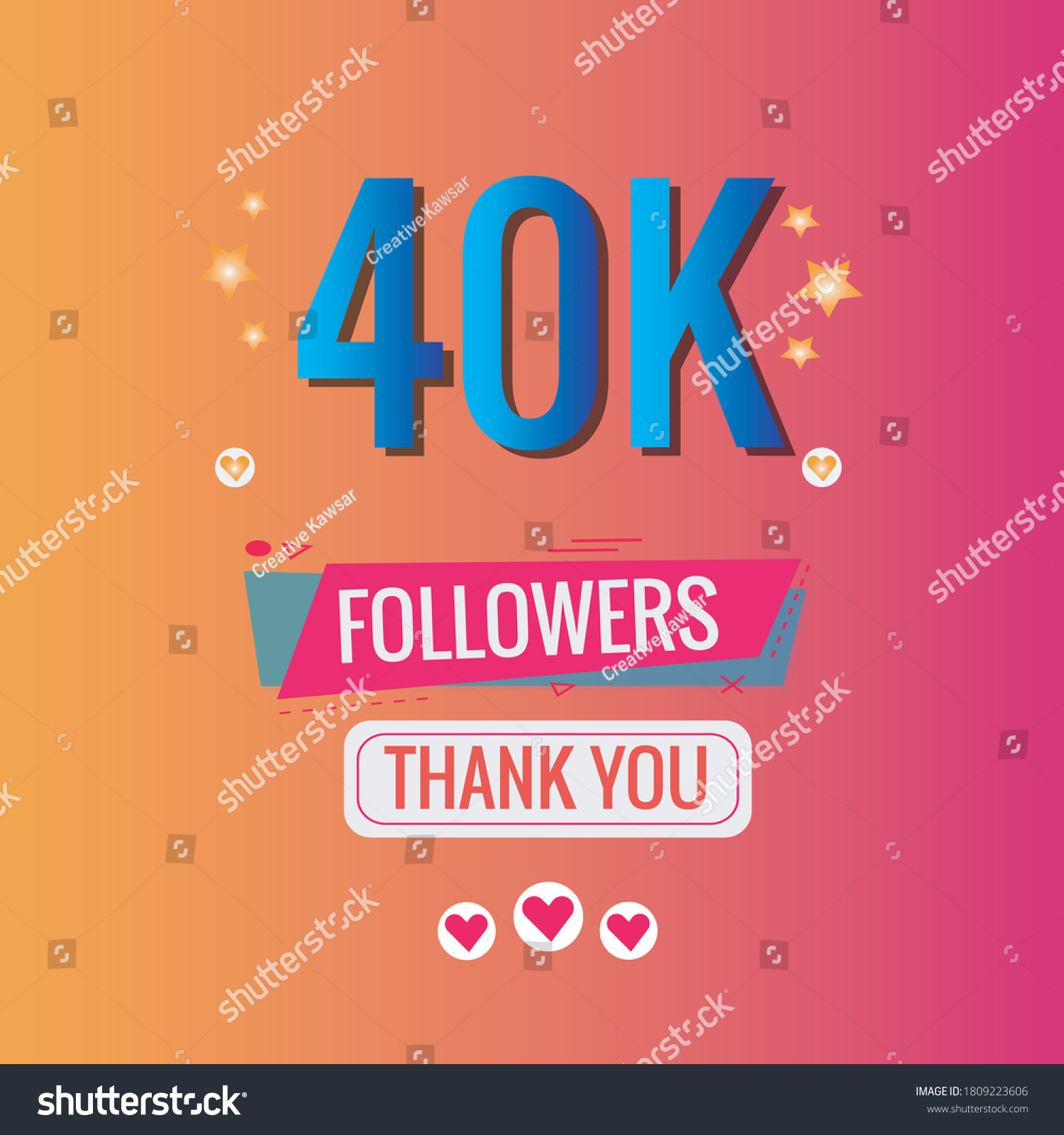 Thank You 40000 Followers Template Vector Stock Vector Royalty Free