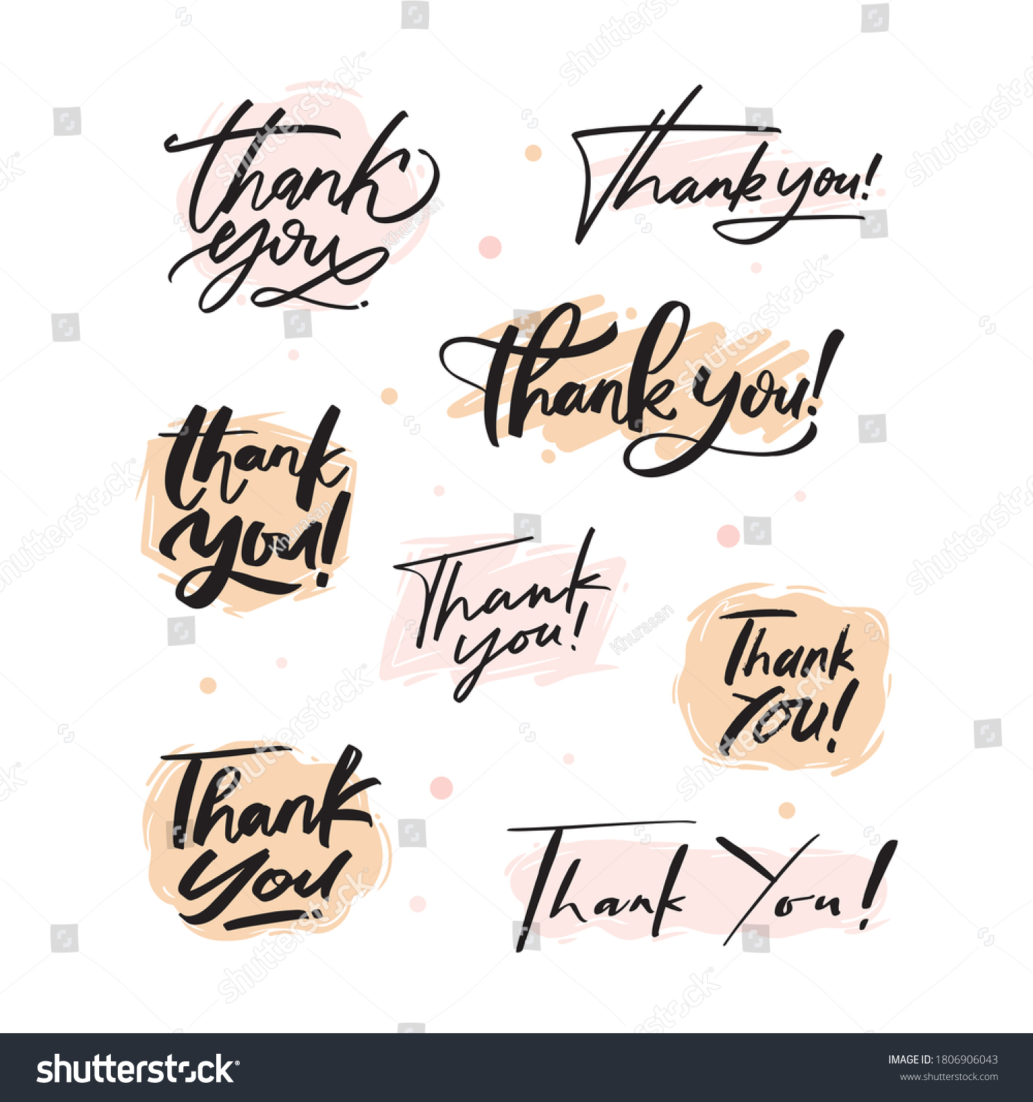 Thank You Handwriting Set Vector Stock Vector (Royalty Free) 1806906043 ...