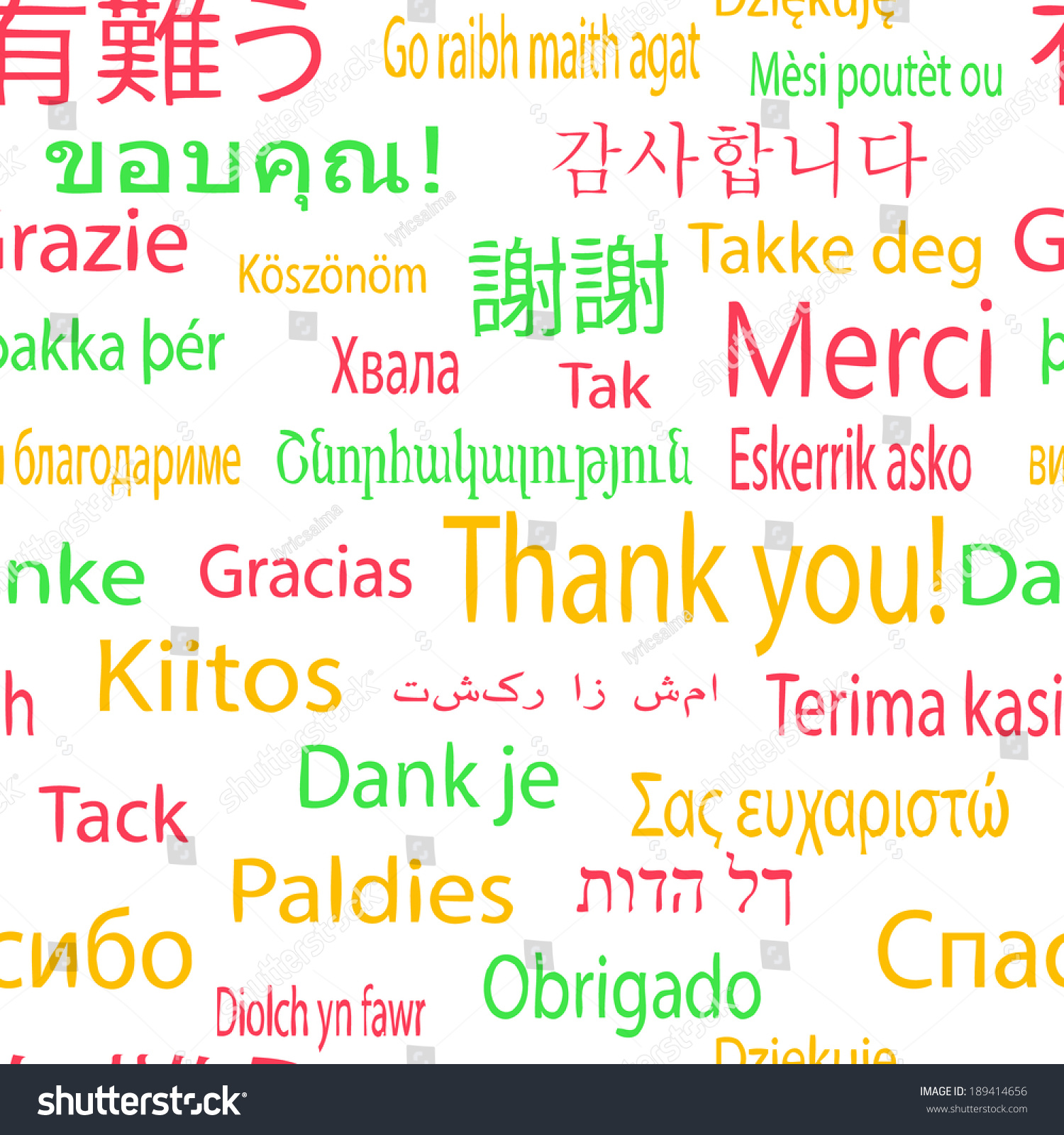 Thank You Many Languages Vector Seamless 库存矢量图（免版税）189414656 | Shutterstock