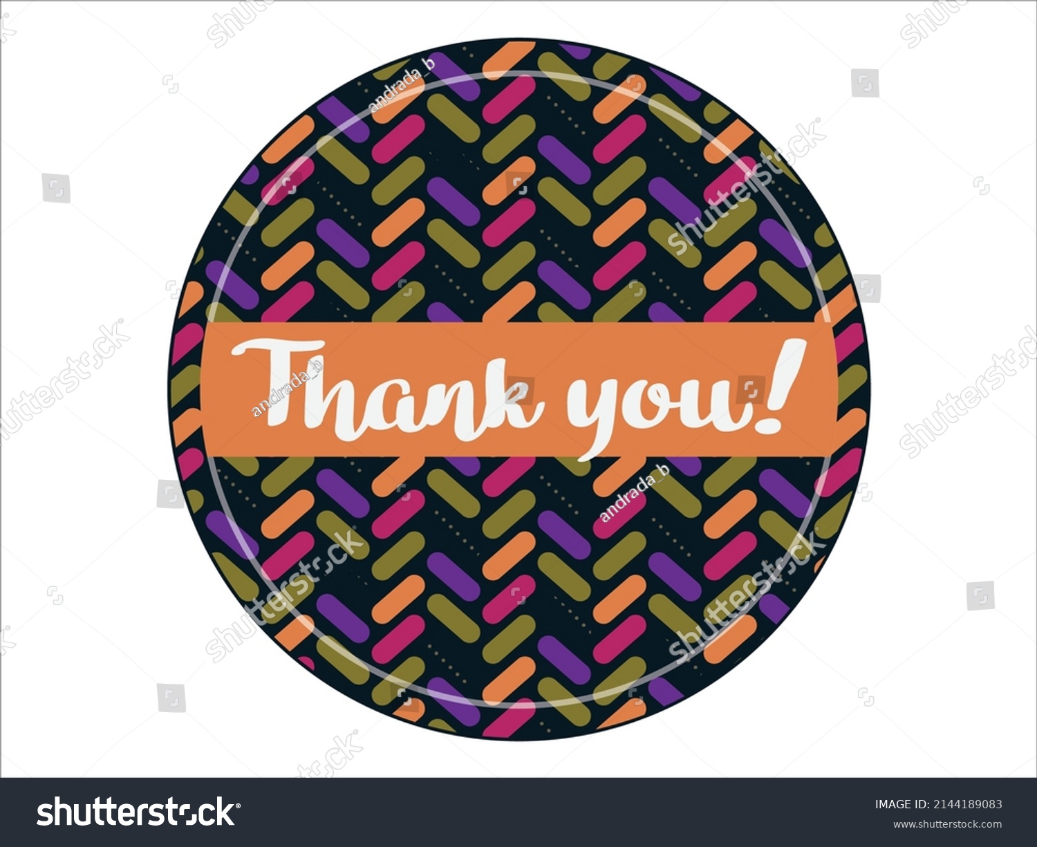 Thank You Round Sticker Pattern Stock Vector (Royalty Free) 2144189083 ...