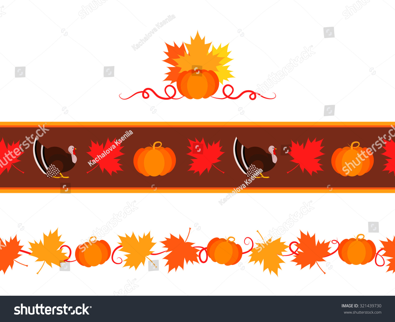 Thanksgiving Borders Collection Elements Design On Stock Vector ...