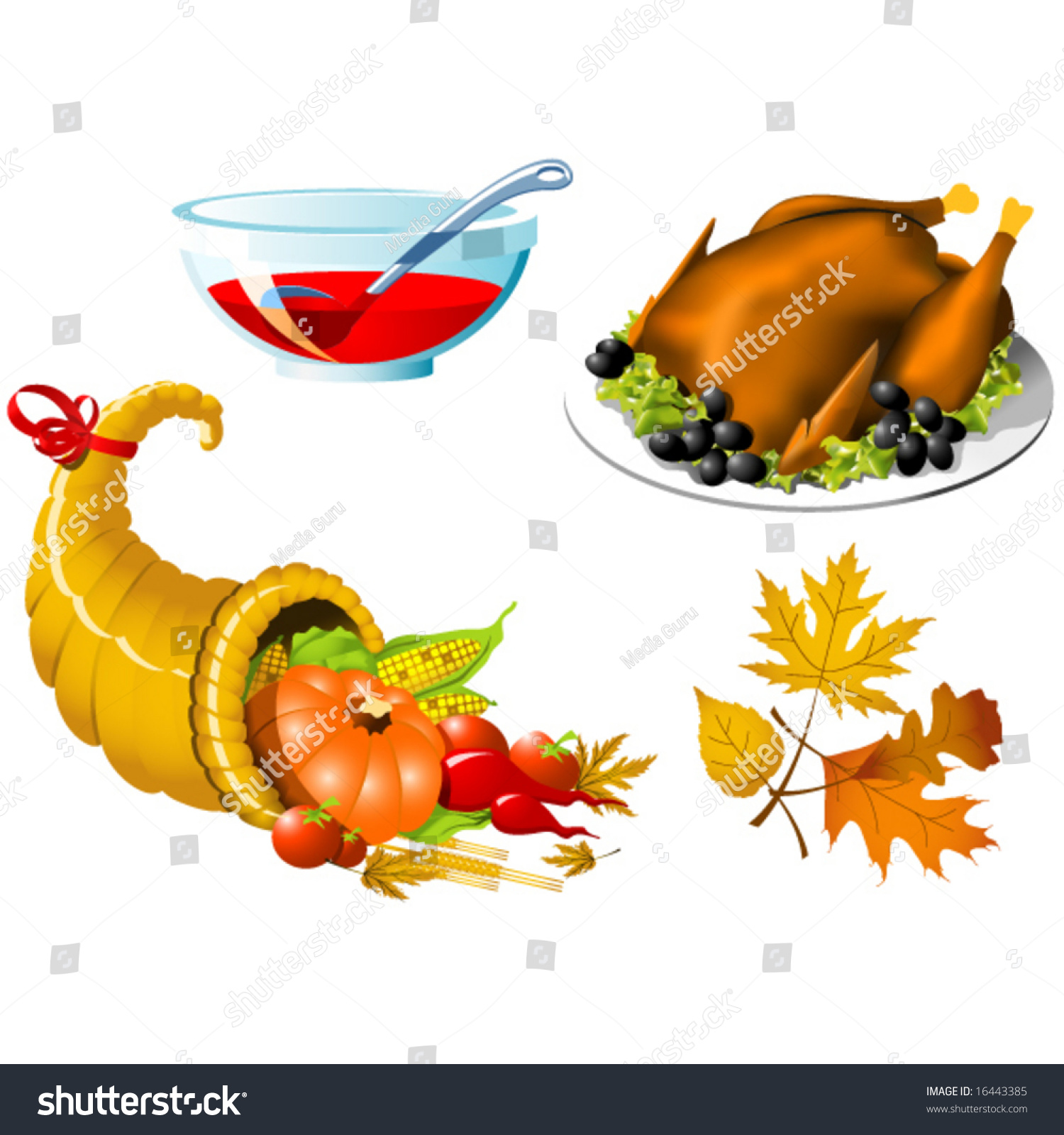Thanksgiving Symbols Icon Set Four Elements Stock Vector (Royalty Free ...