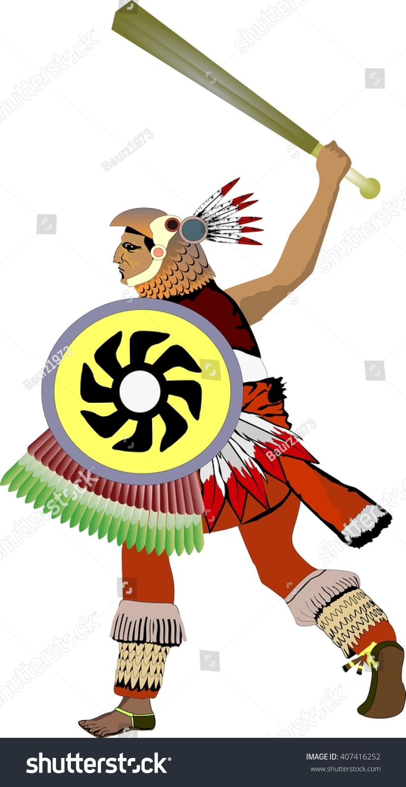 Ancient Aztec Warrior Vector Illustration Isolated 스톡 벡터(로열티 프리 ...