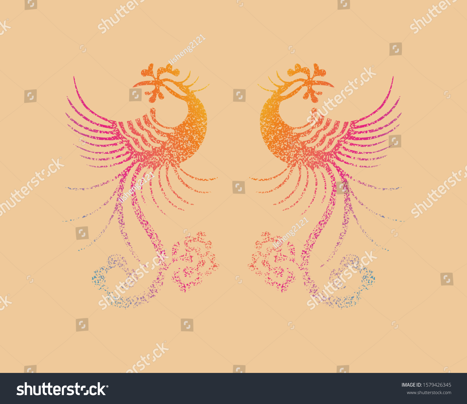 Ancient Chinese Phoenix Pattern Stock Vector (Royalty Free) 1579426345 ...