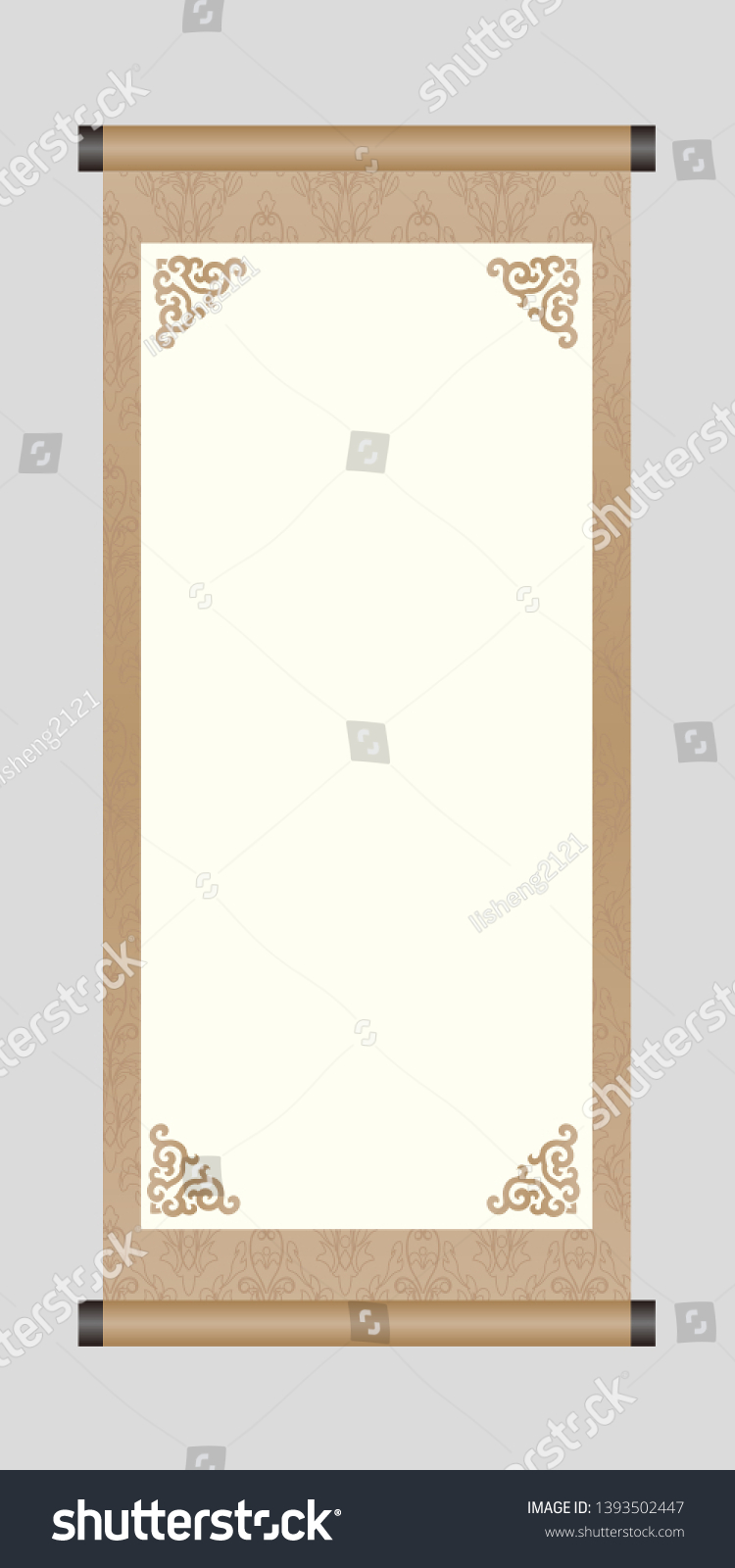 Ancient Chinese Scroll Artwork Template Stock Vector (Royalty Free ...