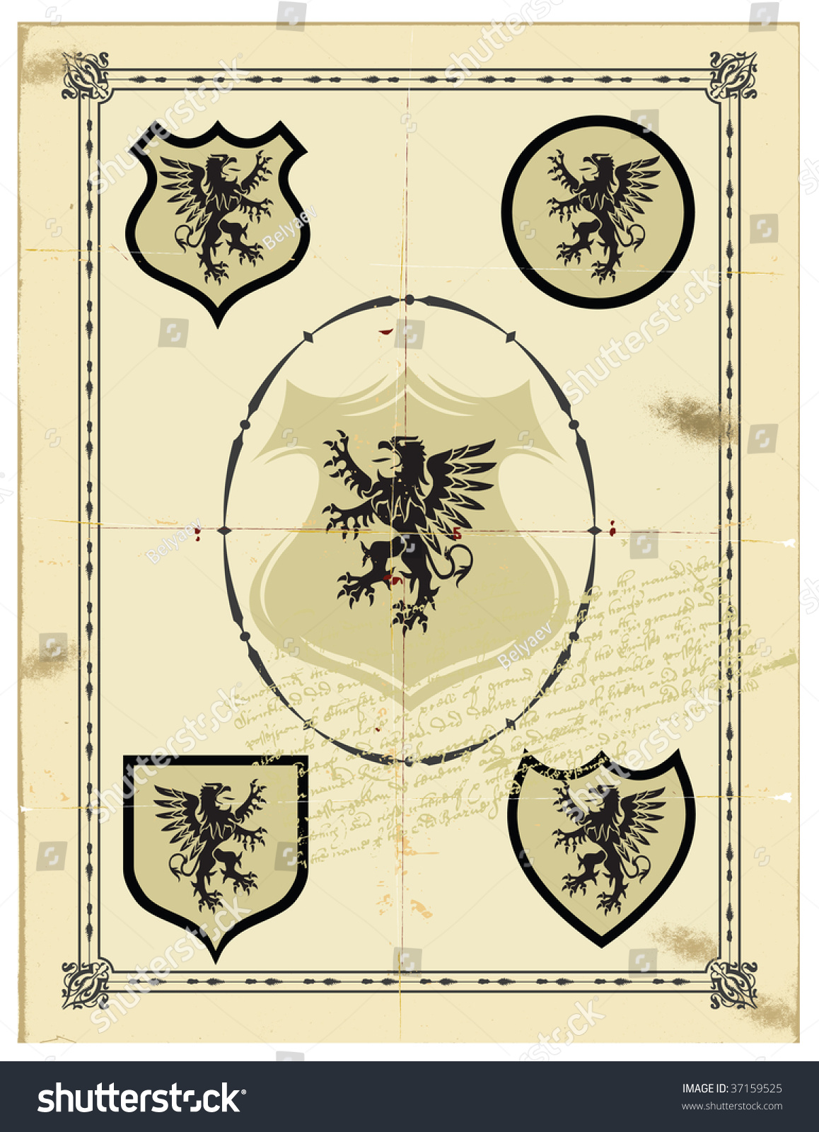 Ancient Monogram Heraldic Griffin Stock Vector (Royalty Free) 37159525