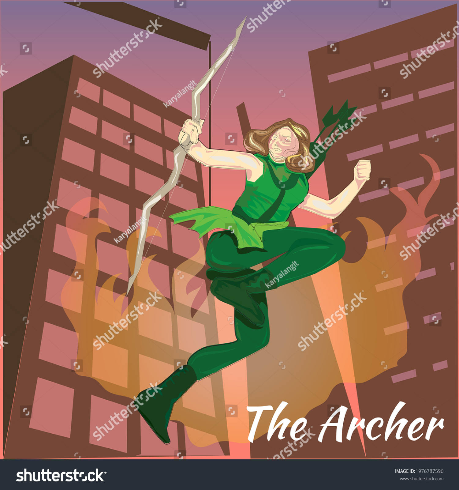 Archer Comic Character Illustration Stock Vector (Royalty Free ...