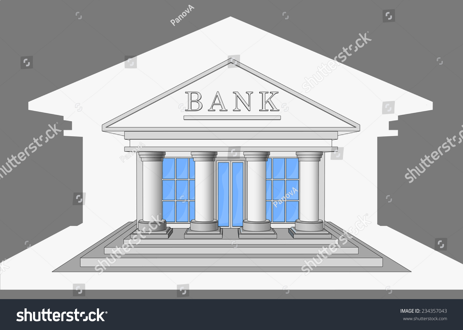 Bank Building Front View Isolated Objects Stock Vector (Royalty Free ...