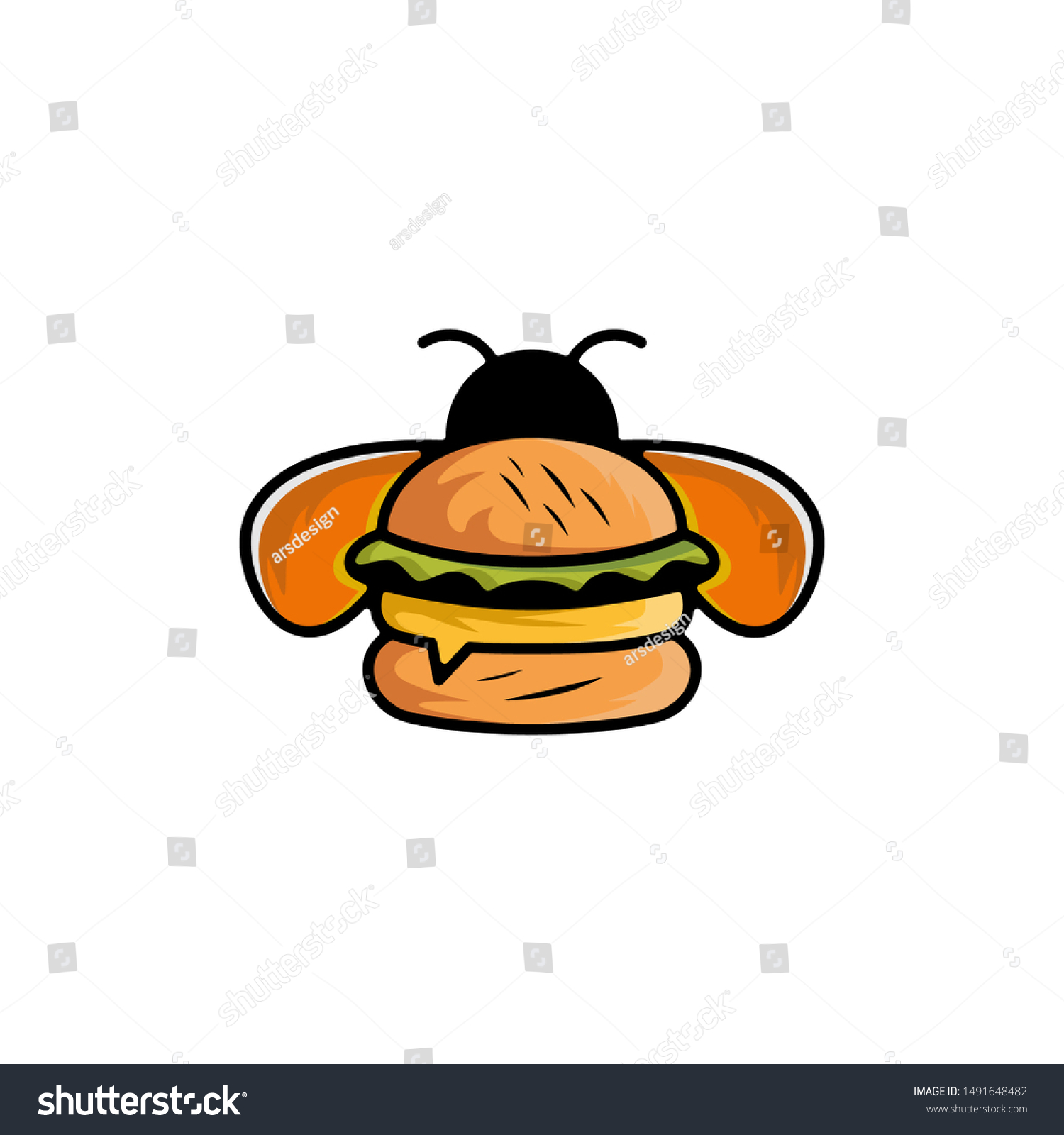Bee Burger Logo Design Stock Vector (Royalty Free) 1491648482 ...