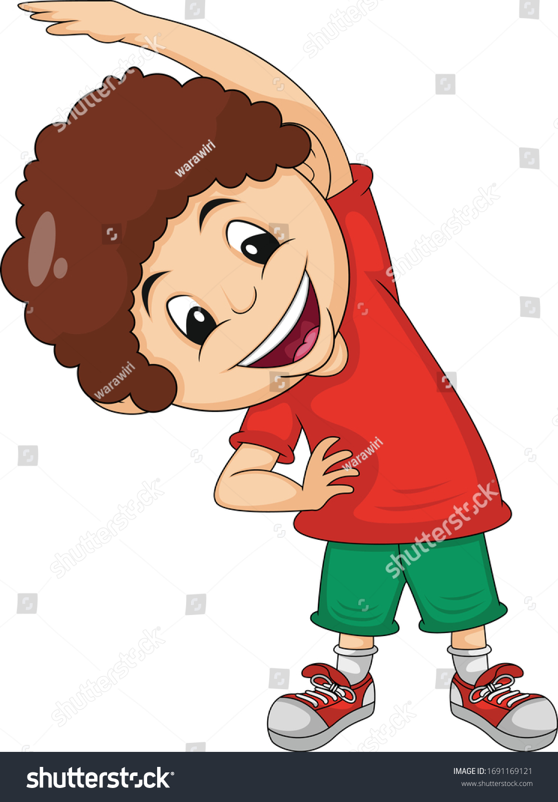 Boy Doing Exercise Cartoon Vector Illustration Stock Vector (Royalty ...