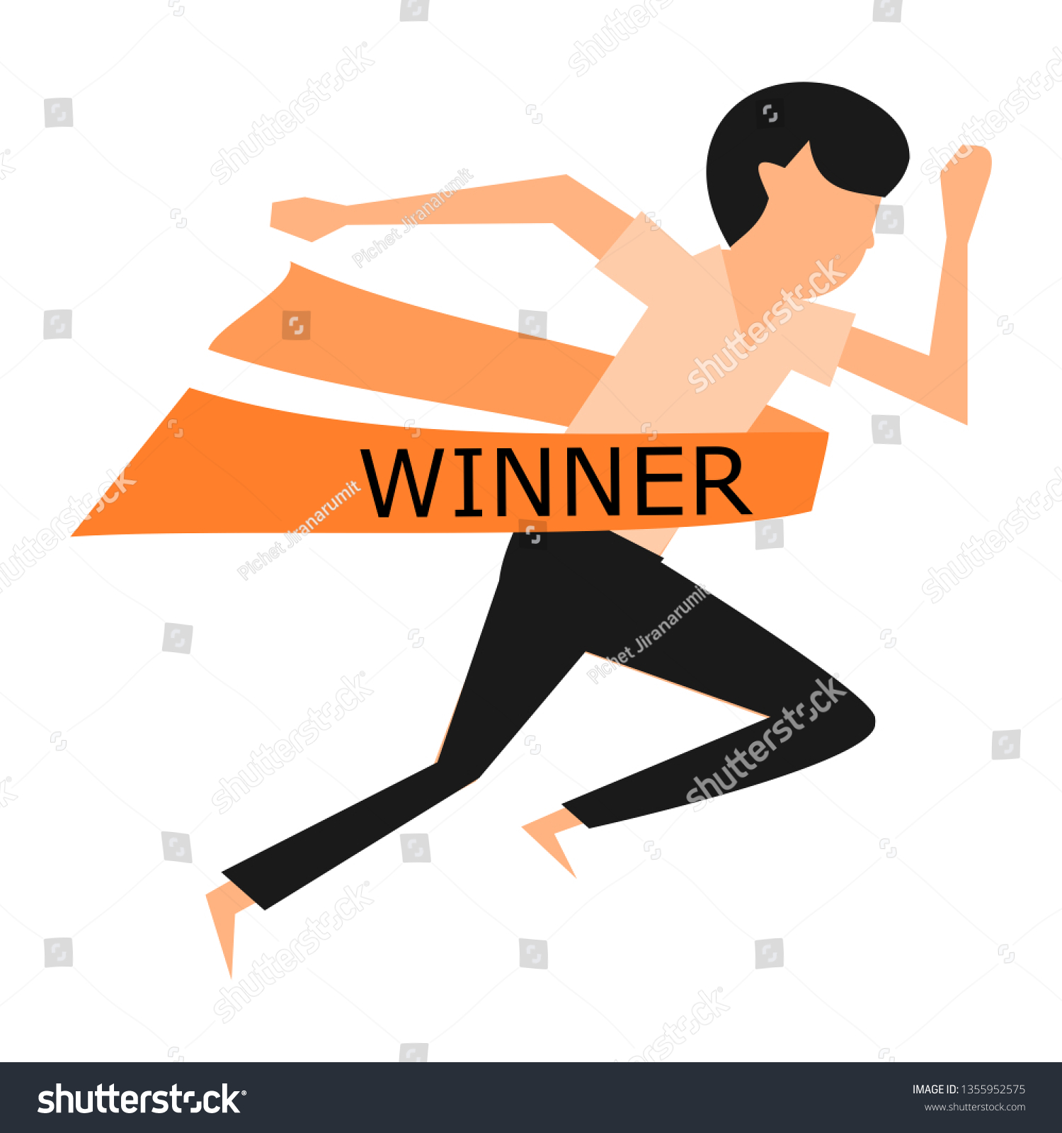 Boy Running Winner Vector Stock Vector (Royalty Free) 1355952575