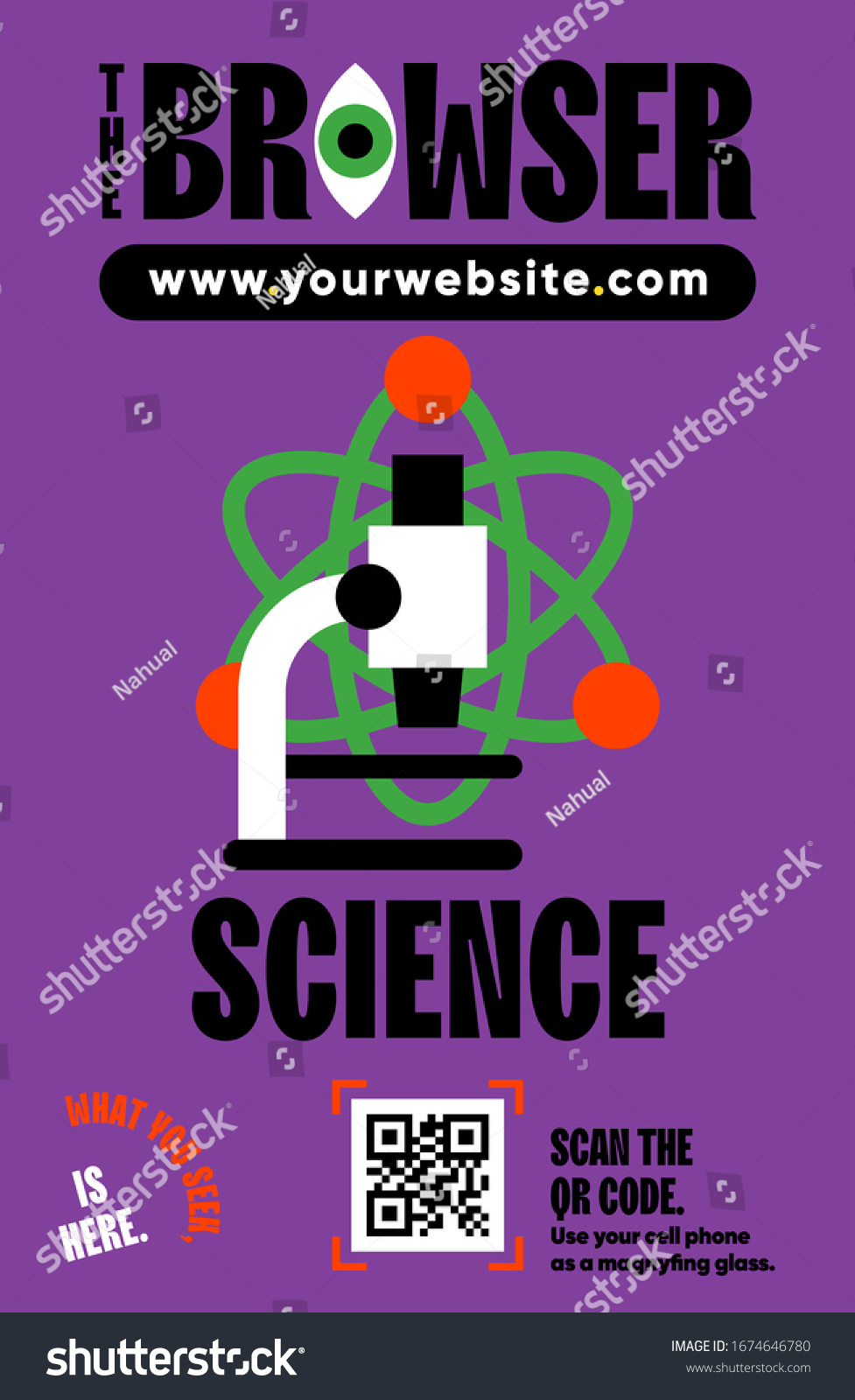 Browser Science Poster Microscope Atom Vector Stock Vector Royalty