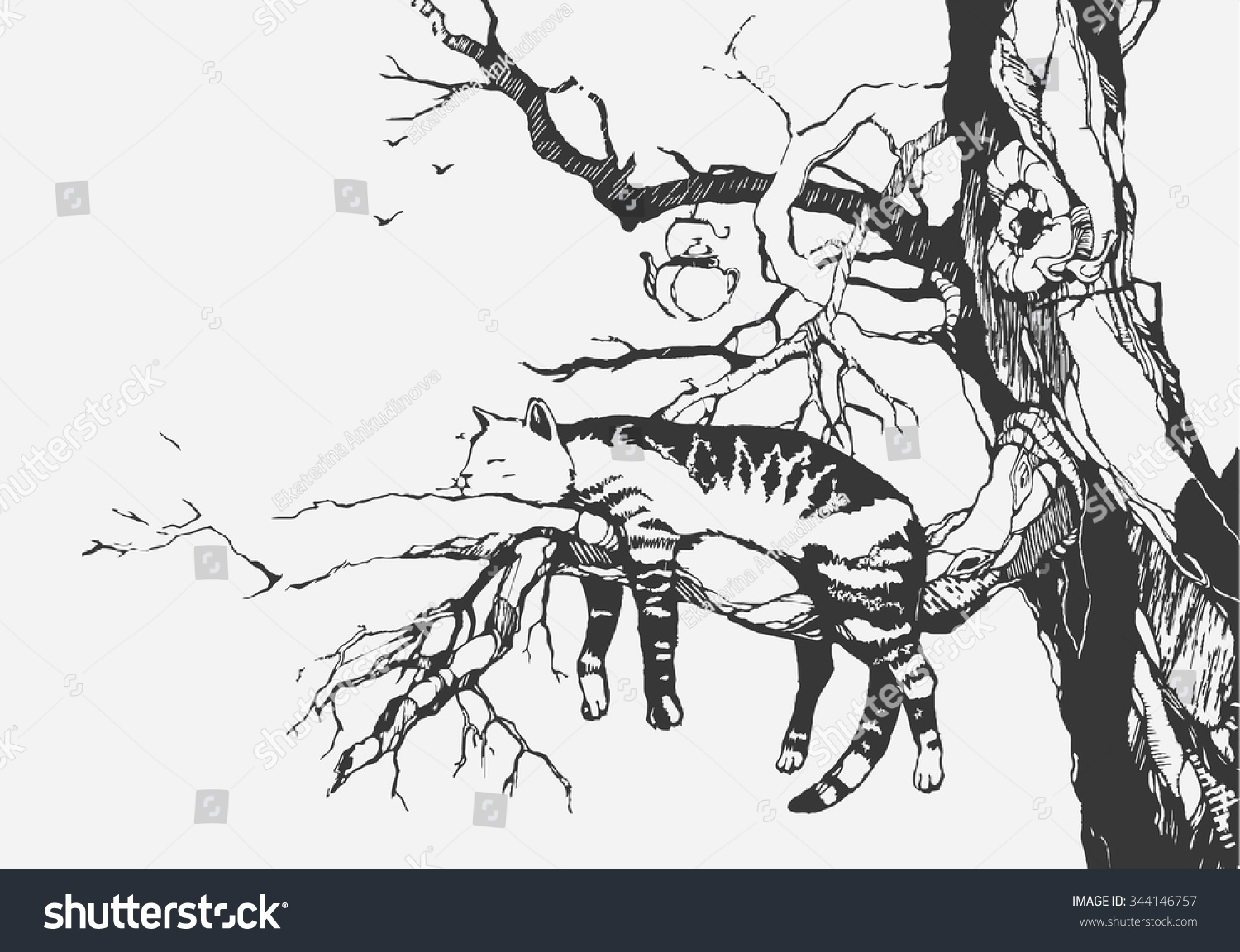 Cat Tree Graphics Stock Vector (Royalty Free) 344146757 | Shutterstock