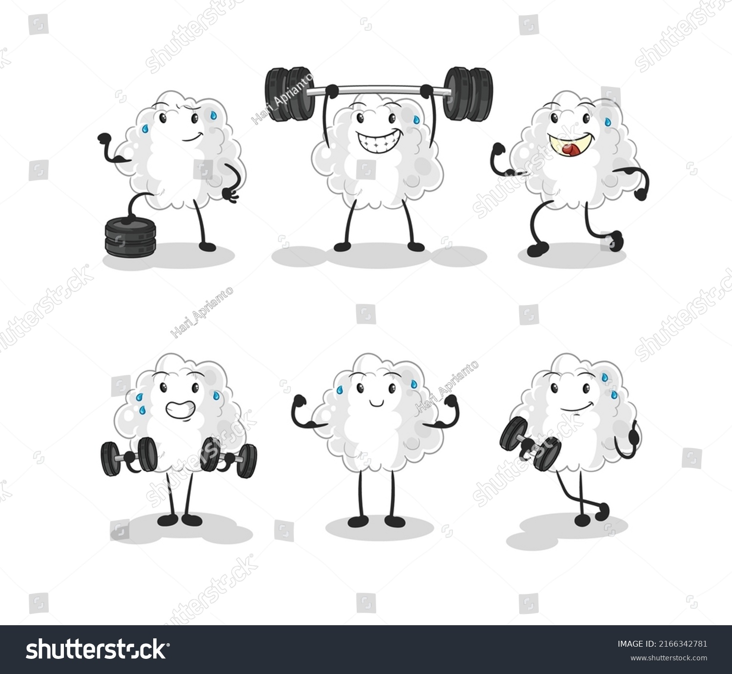 Cloud Exercise Set Character Cartoon Mascot Stock Vector (Royalty Free ...