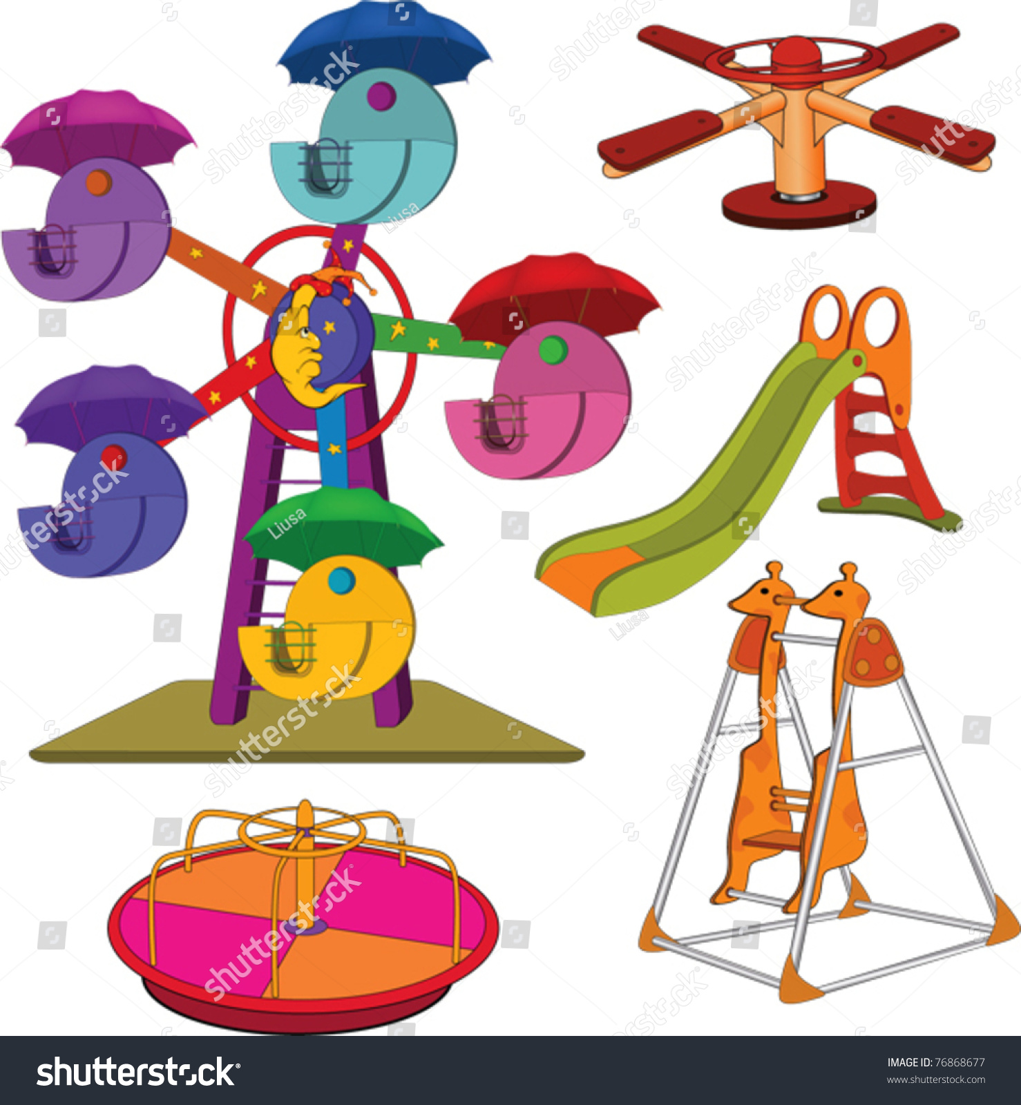 Complete Set Childrens Swing Cartoon Stock Vector (Royalty Free) 76868677