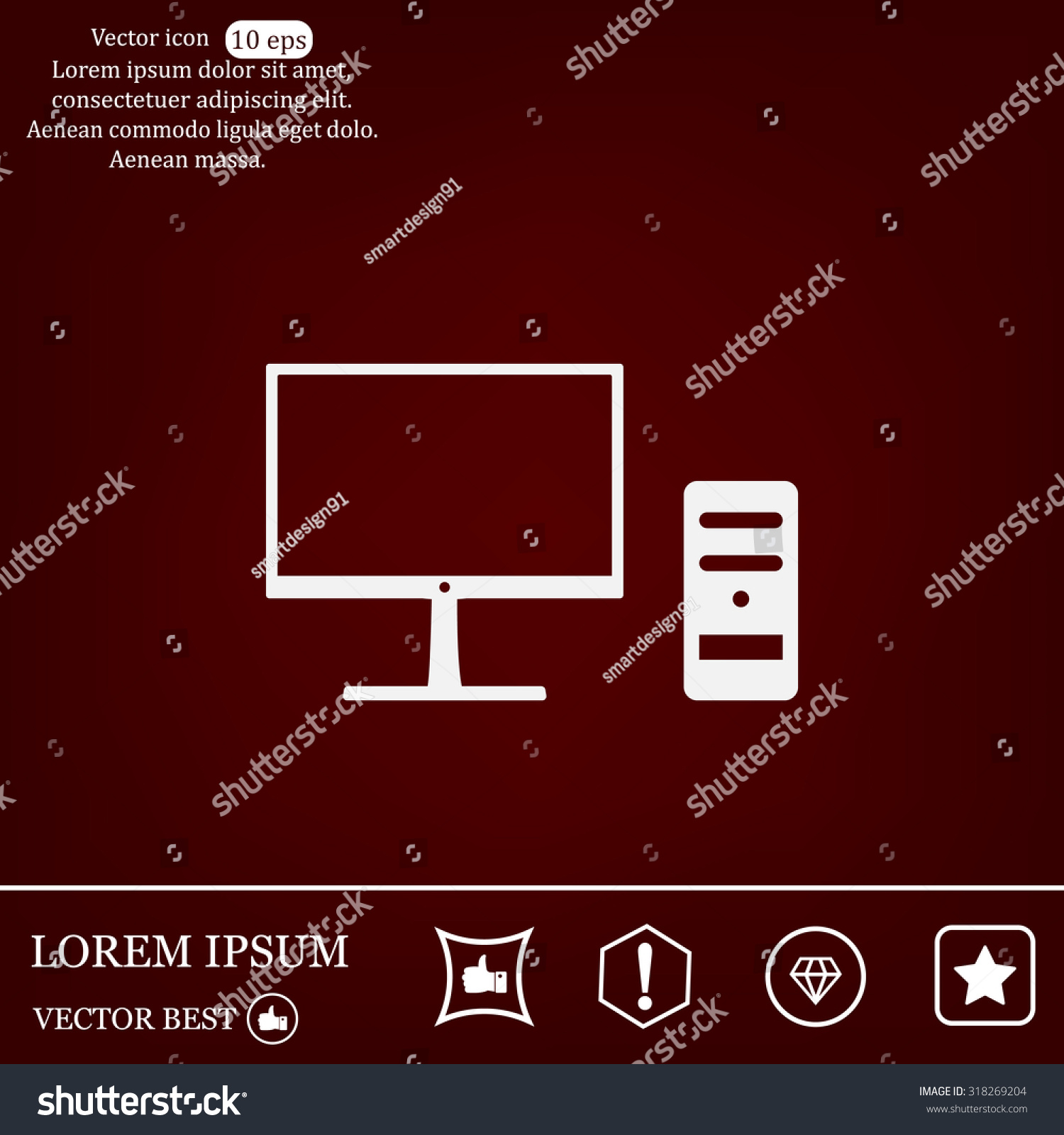 Computer Icon Pc Symbol Flat Vector Stock Vector (Royalty Free ...