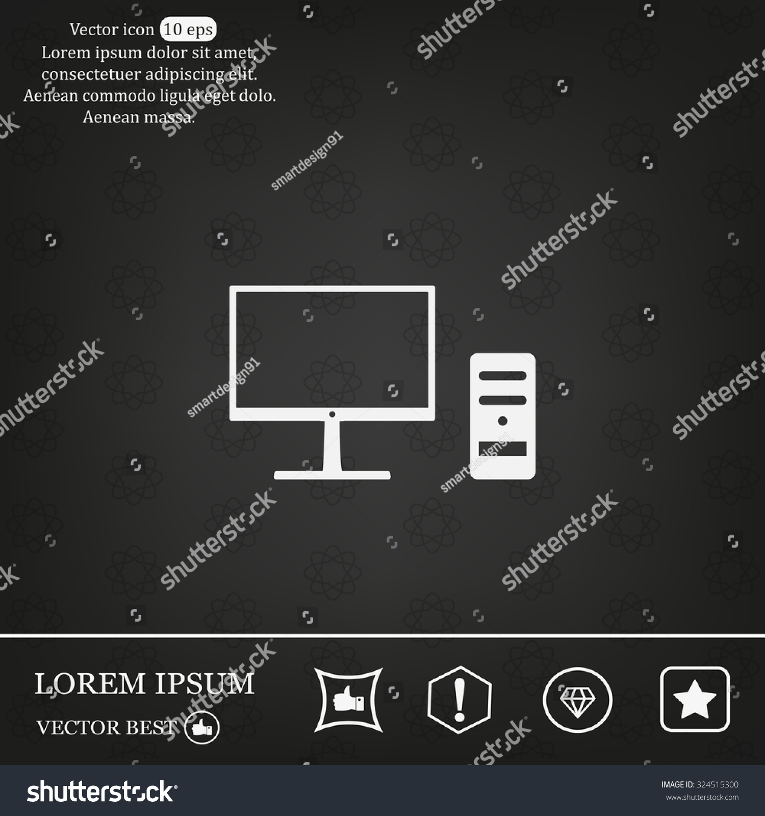 Computer Icon Pc Symbol Flat Vector Stock Vector (Royalty Free ...