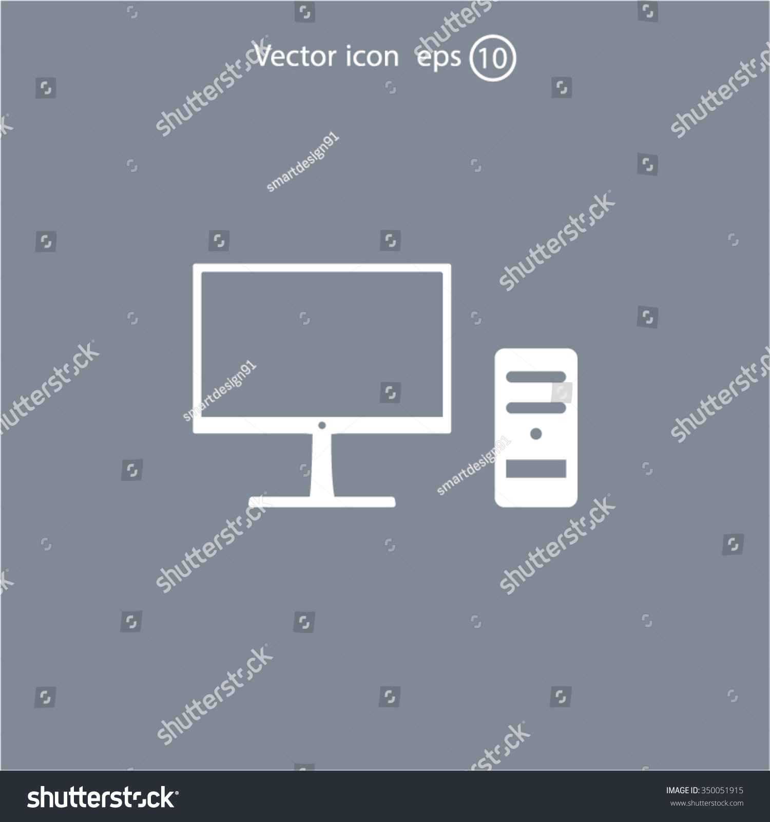 Computer Icon Pc Symbol Flat Vector Stock Vector (Royalty Free) 350051915