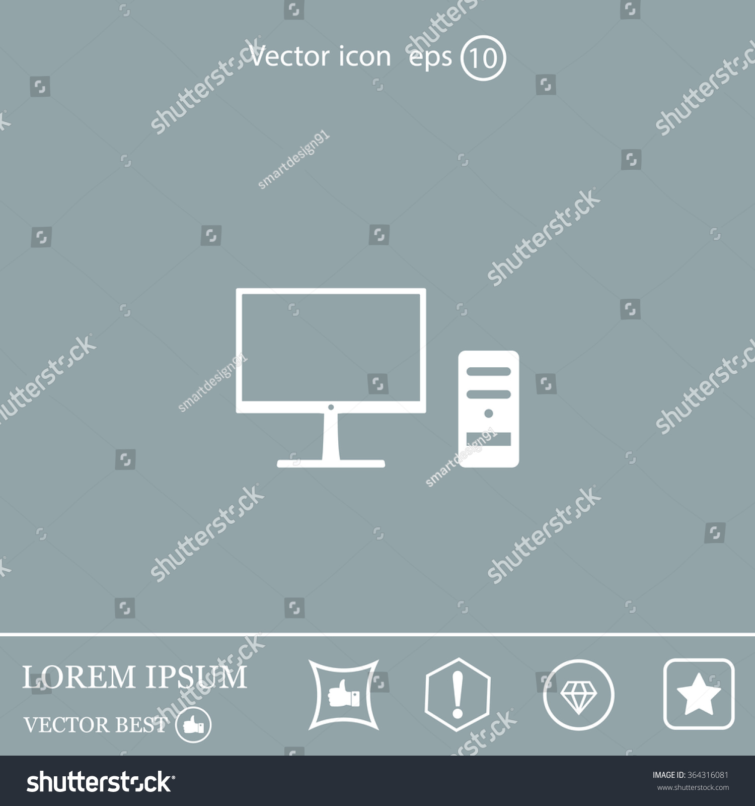 Computer Icon Pc Symbol Flat Vector Stock Vector (Royalty Free ...