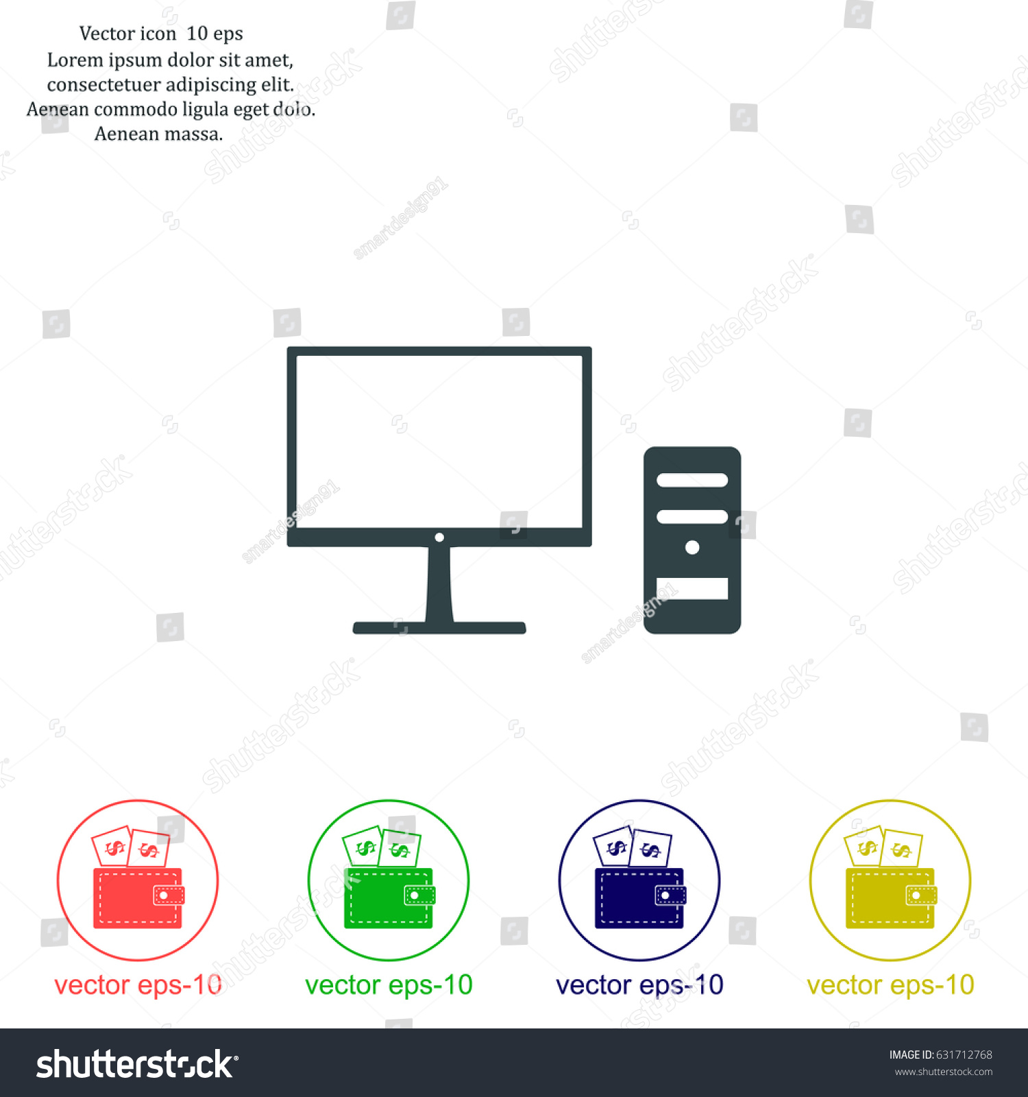 Computer Icon Pc Symbol Flat Vector: vector de stock (libre de regalías ...