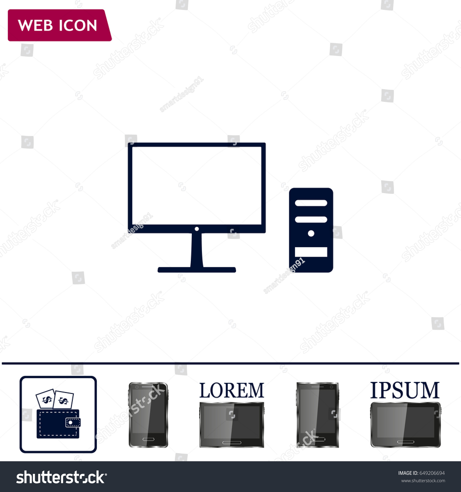 Computer Icon Pc Symbol Flat Vector Stock Vector (Royalty Free ...