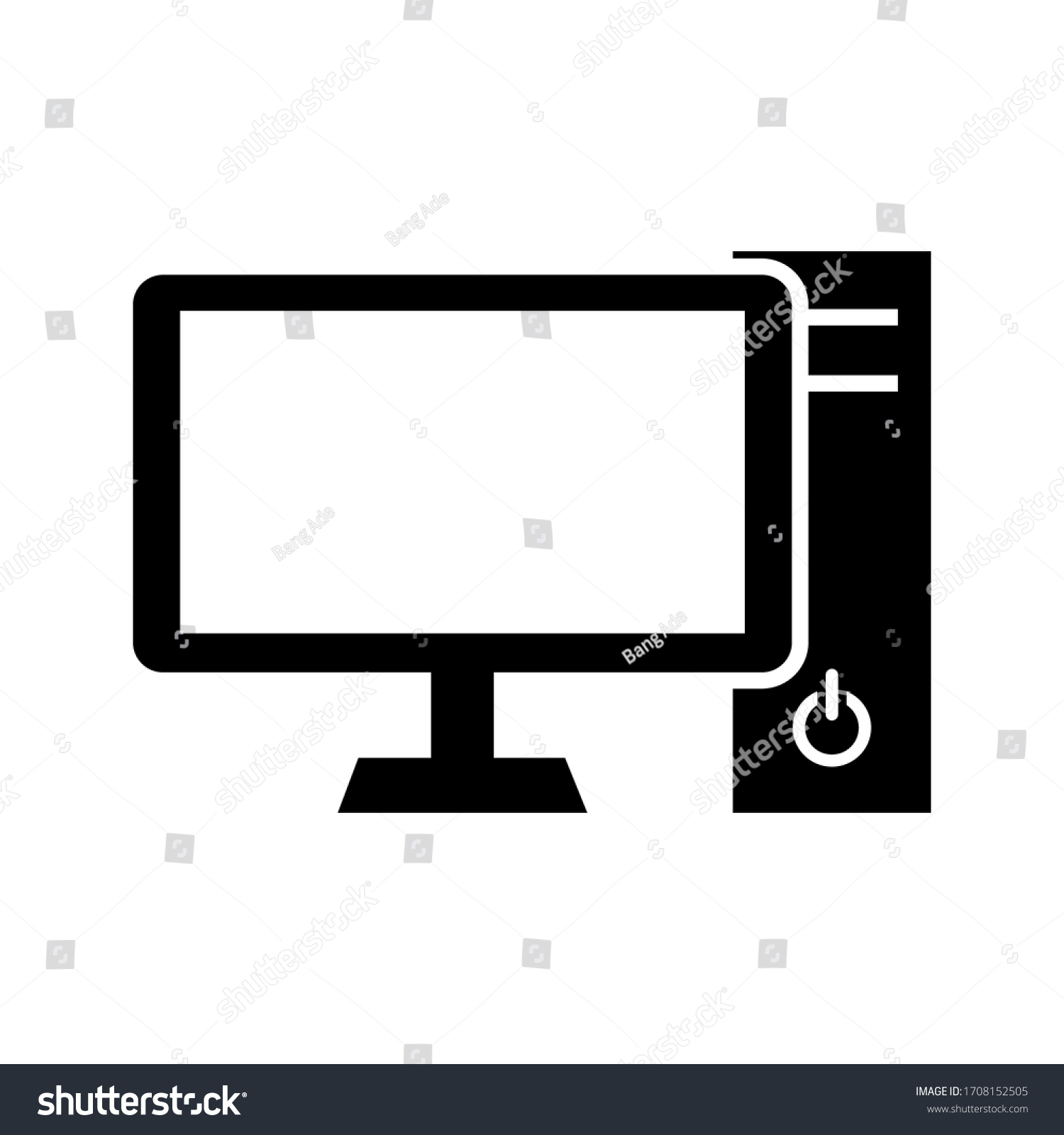 Computer Icon Pc Symbol On White Stock Vector (Royalty Free) 1708152505