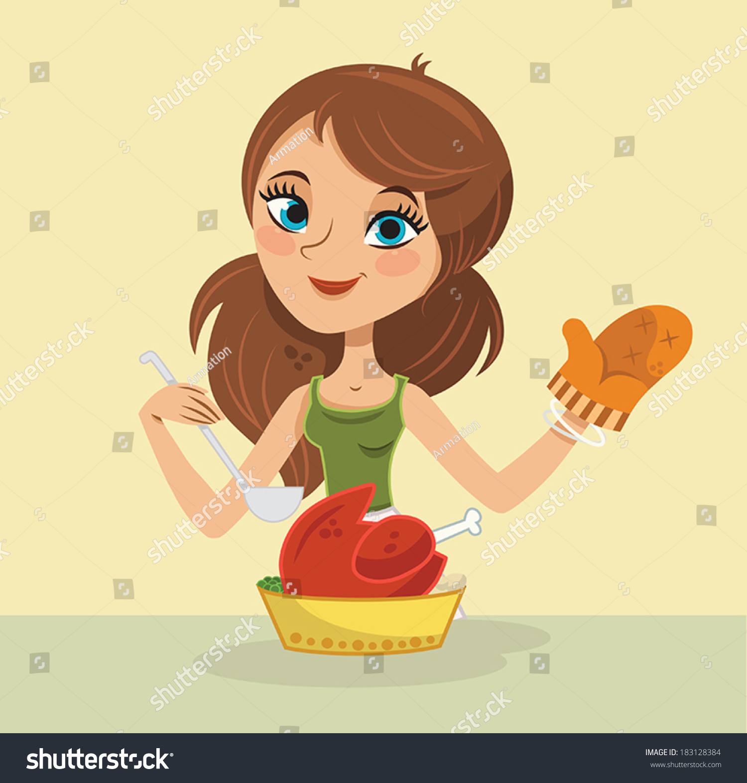 Cooking Lady Vector Illustration Stock Vector (Royalty Free) 183128384
