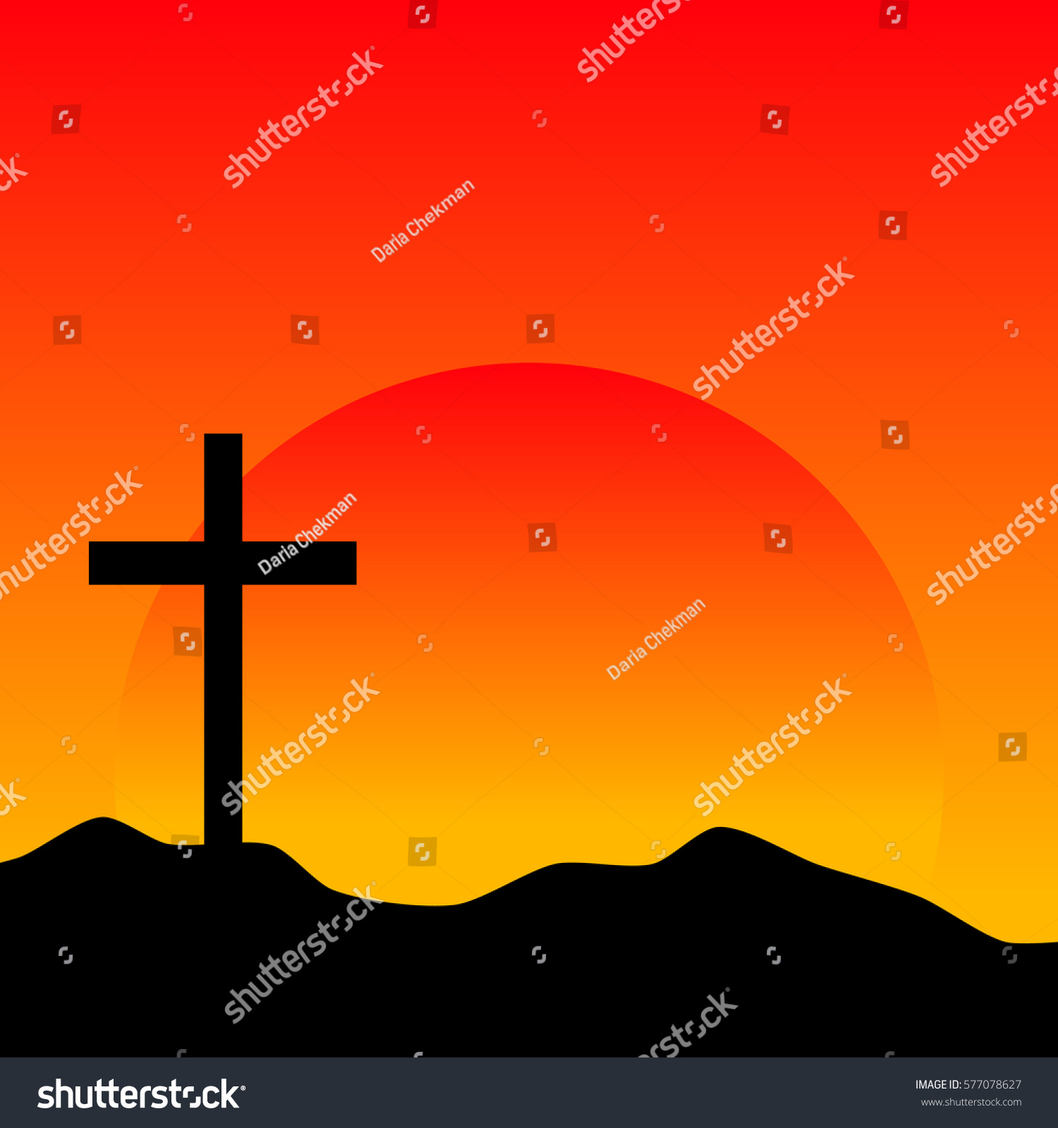 Cross Sunset Background Vector Illustration: เวกเตอร์สต็อก (ปลอดค่า ...