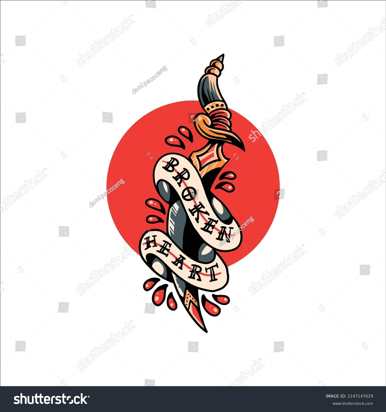 Dagger Tattoo Illustration Vector Design Stock Vector (Royalty Free ...