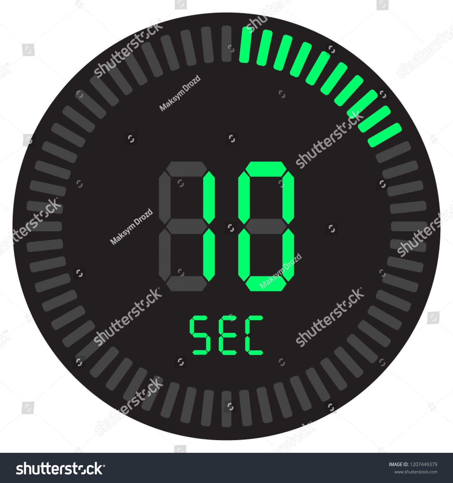 Digital Timer 10 Seconds Electronic Stopwatch Stock Vector (Royalty ...