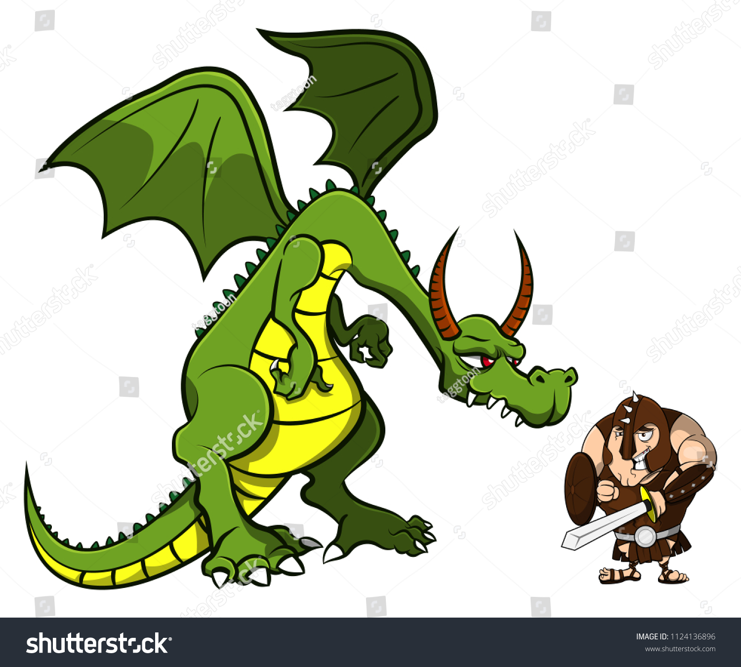 Dragon Versus Gladiator Cartoon Vector Stock Vector (Royalty Free ...