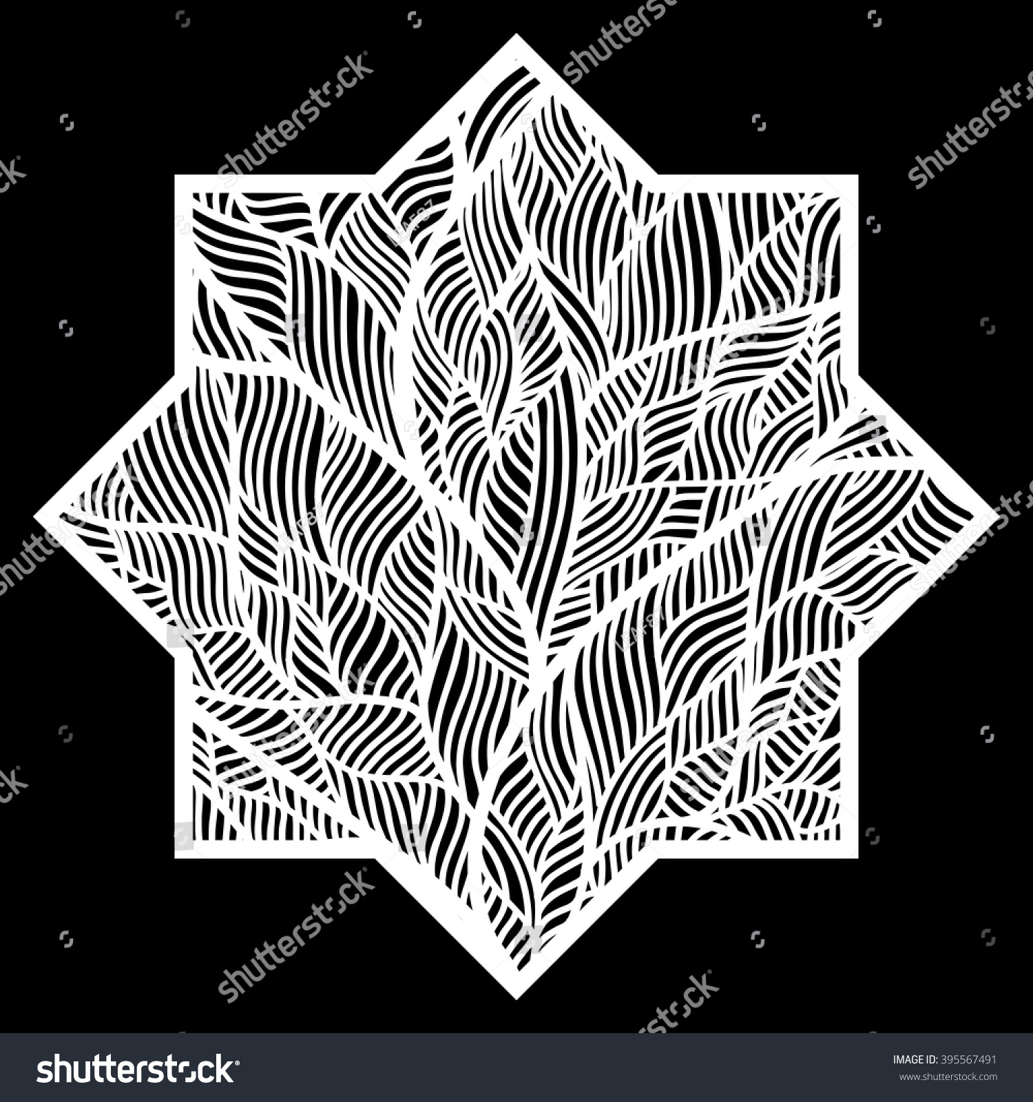 Eightpointed Star Style Zentangle Black Background: เวกเตอร์สต็อก (ปลอด ...