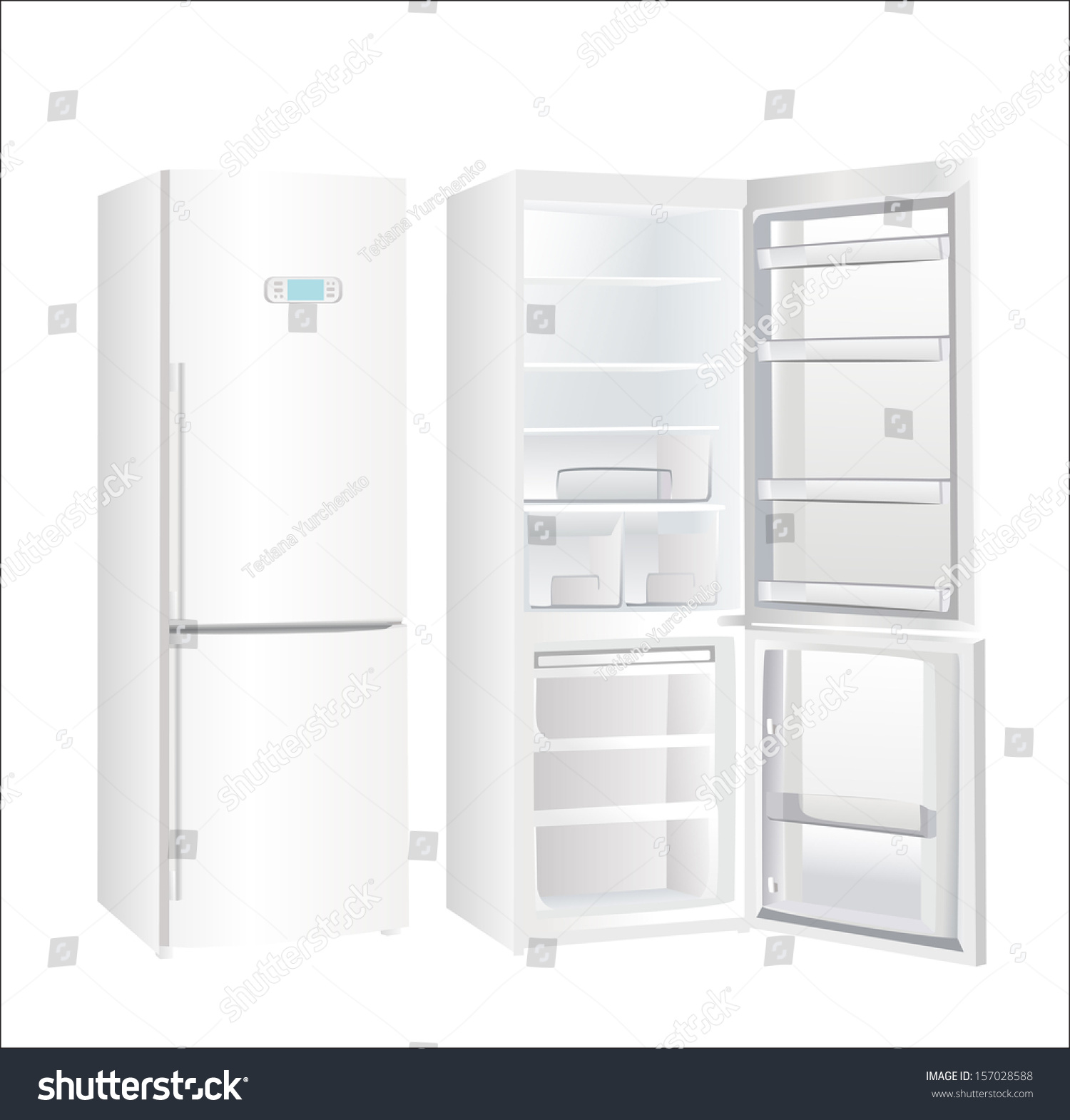 Empty White Fridge Stock Vector (Royalty Free) 157028588 | Shutterstock