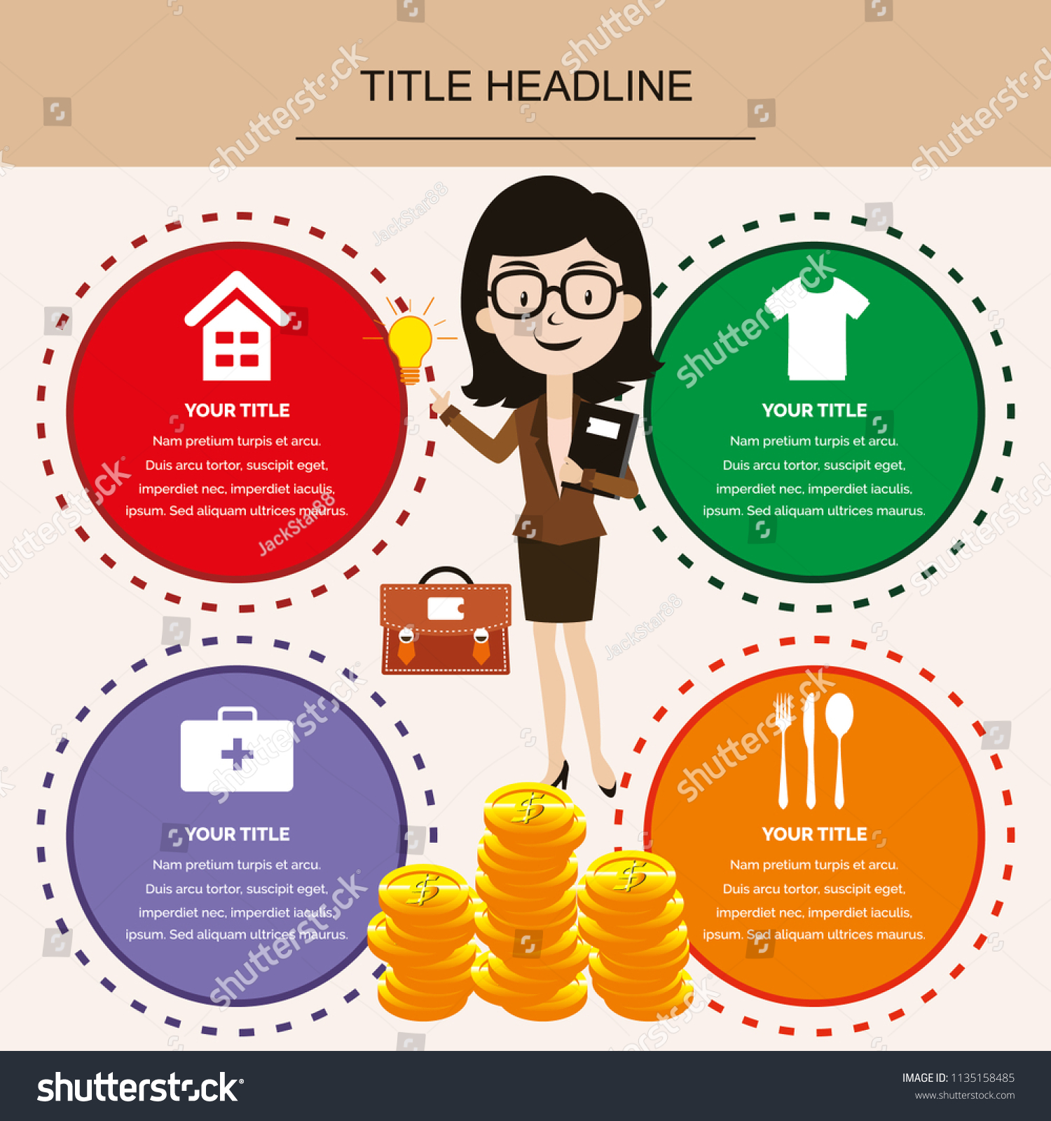 Four Basic Human Needscreativity Money Infographics Stock Vector ...