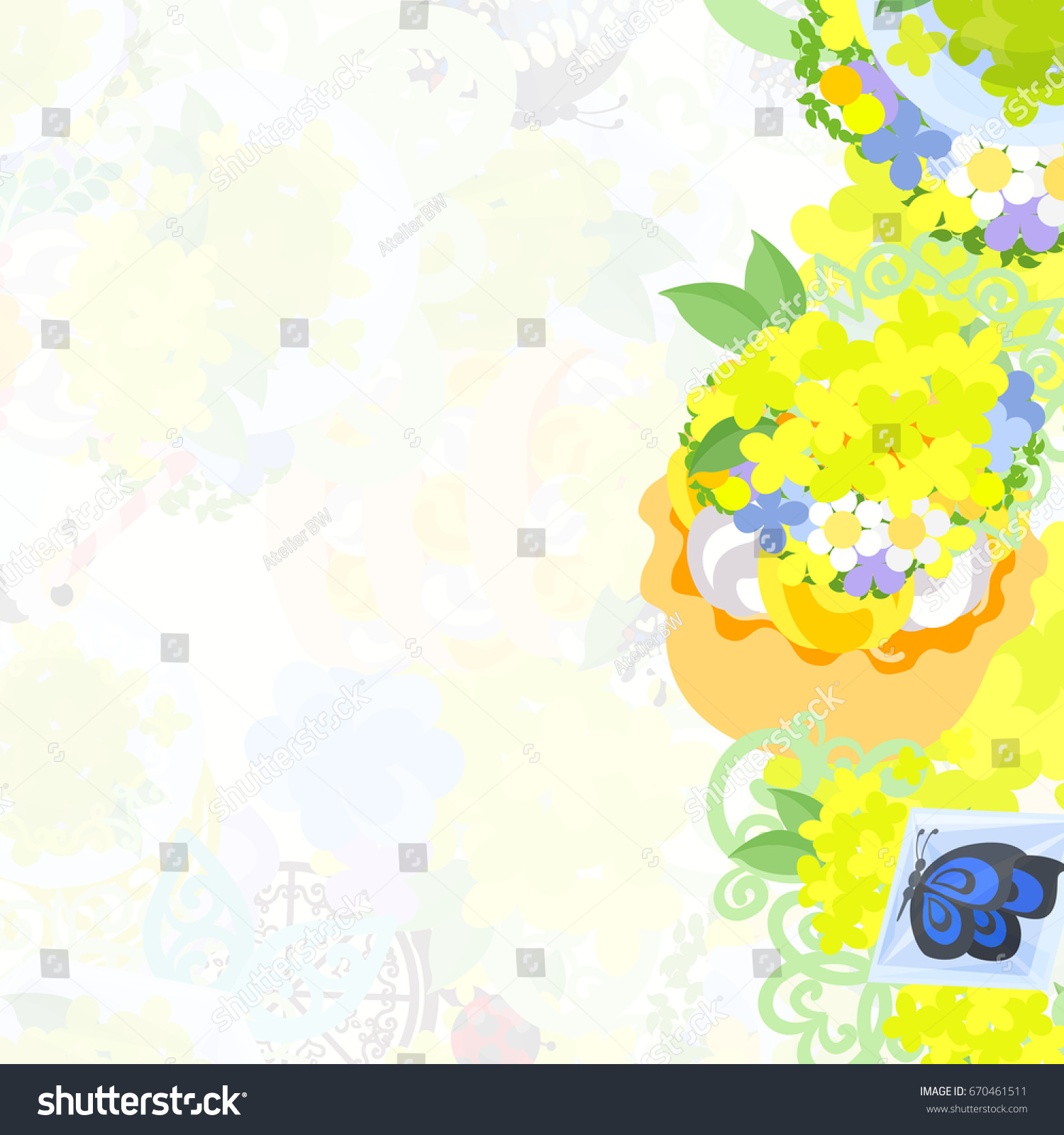 Frame That Made Yellow Flower Objects: vector de stock (libre de ...