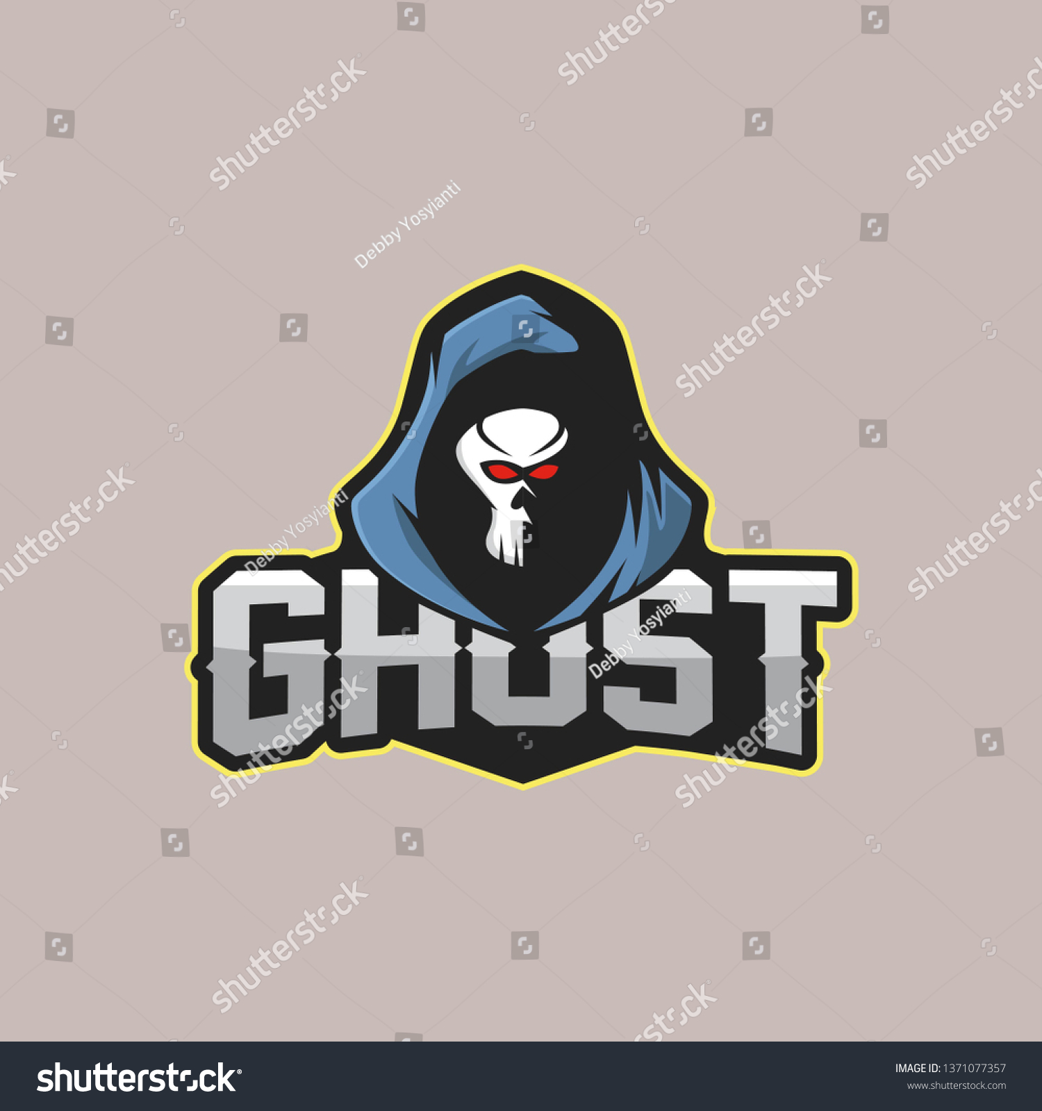 Ghost Character Logo Design Stock Vector (Royalty Free) 1371077357