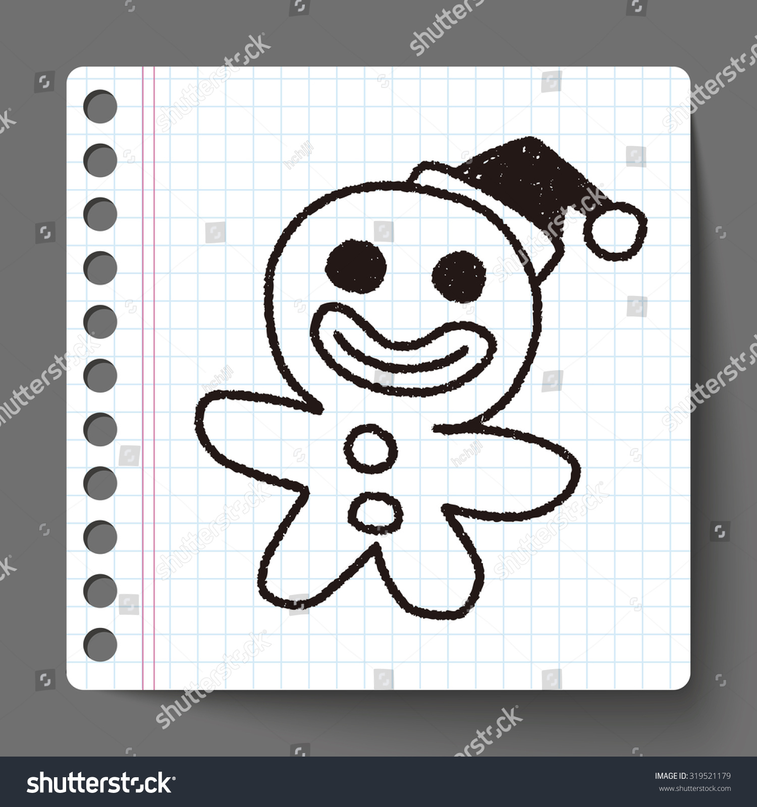 Gingerbread Man Doodle Drawing Stock Vector (Royalty Free) 319521179