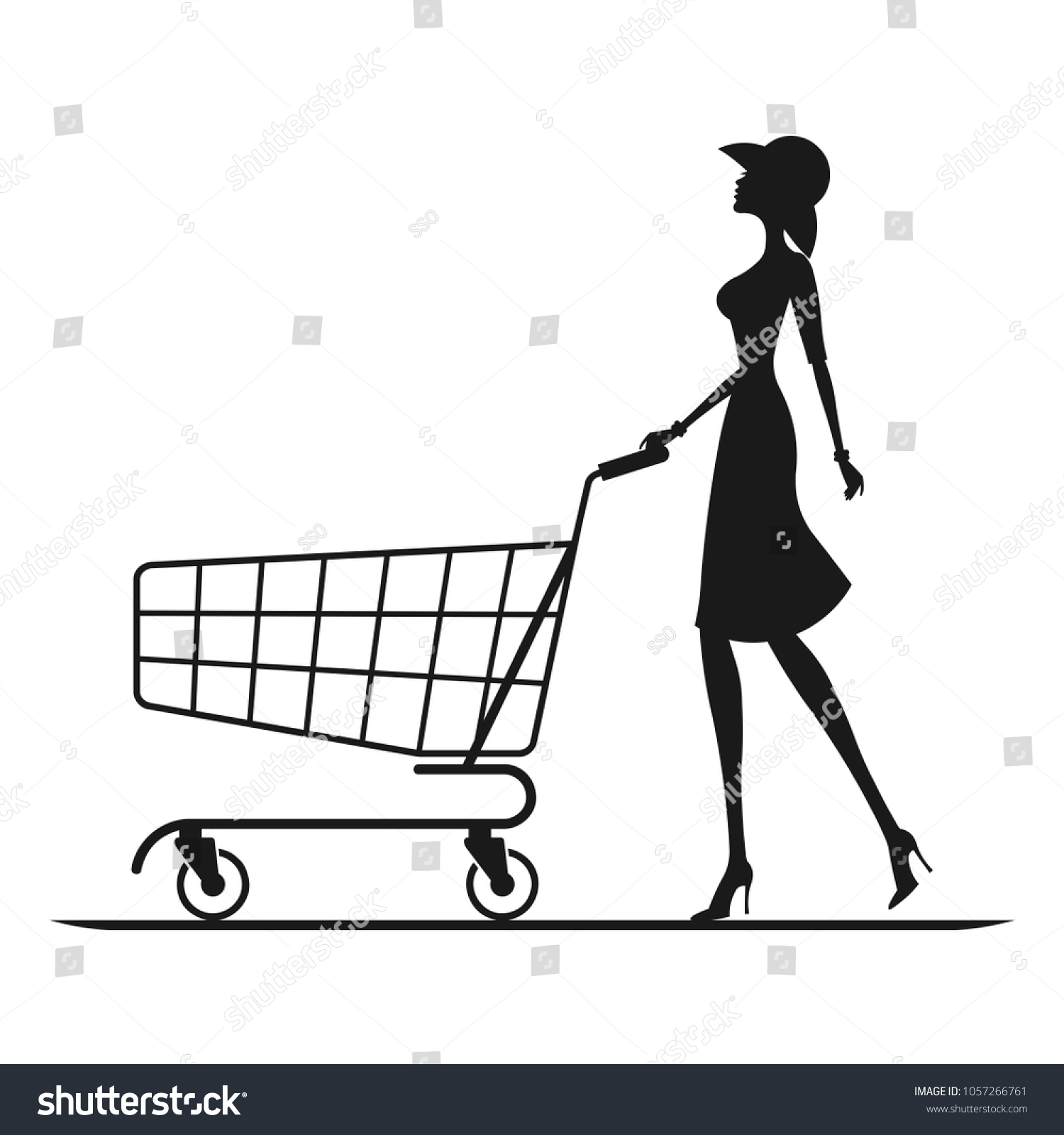 Girl Cart Vector Illustration Lady Salwar Vetor Stock Livre De
